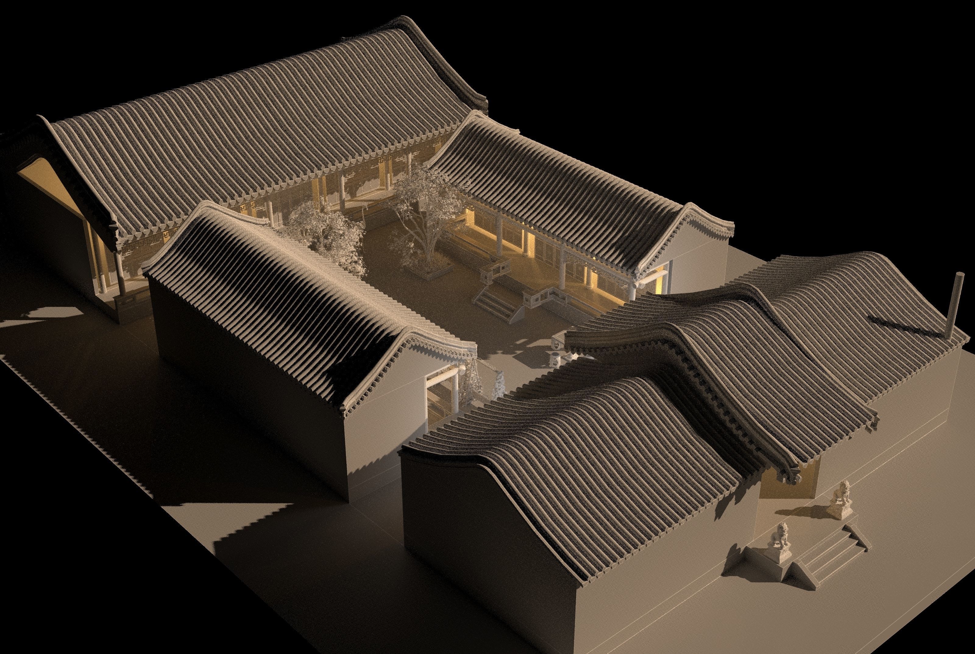 Chinese ancient courtyard house 3D model | CGTrader