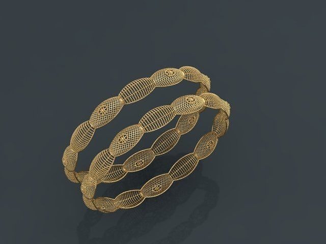jewelery two gold plated bangles free 3D model | CGTrader