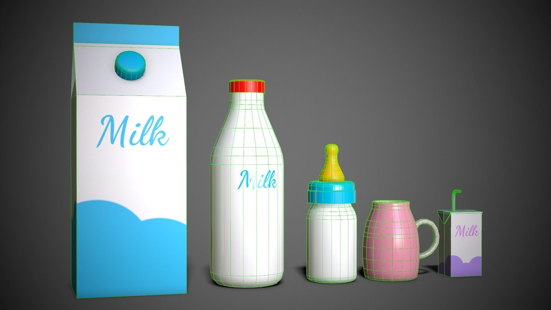 3D model Milk Assets Cartoony Milk Props VR / AR / low-poly | CGTrader