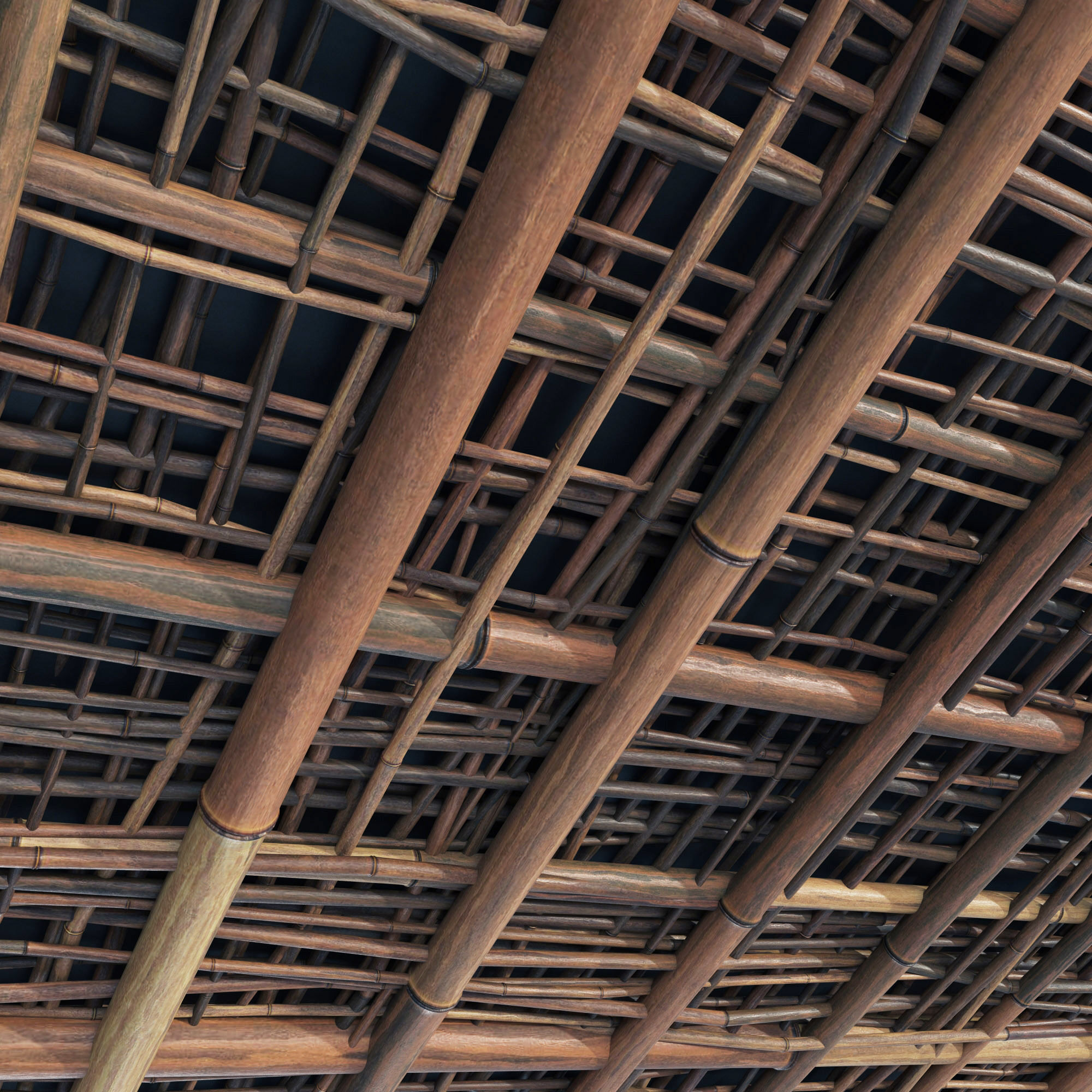 Ceiling bamboo branch cage decor n1 3D model | CGTrader