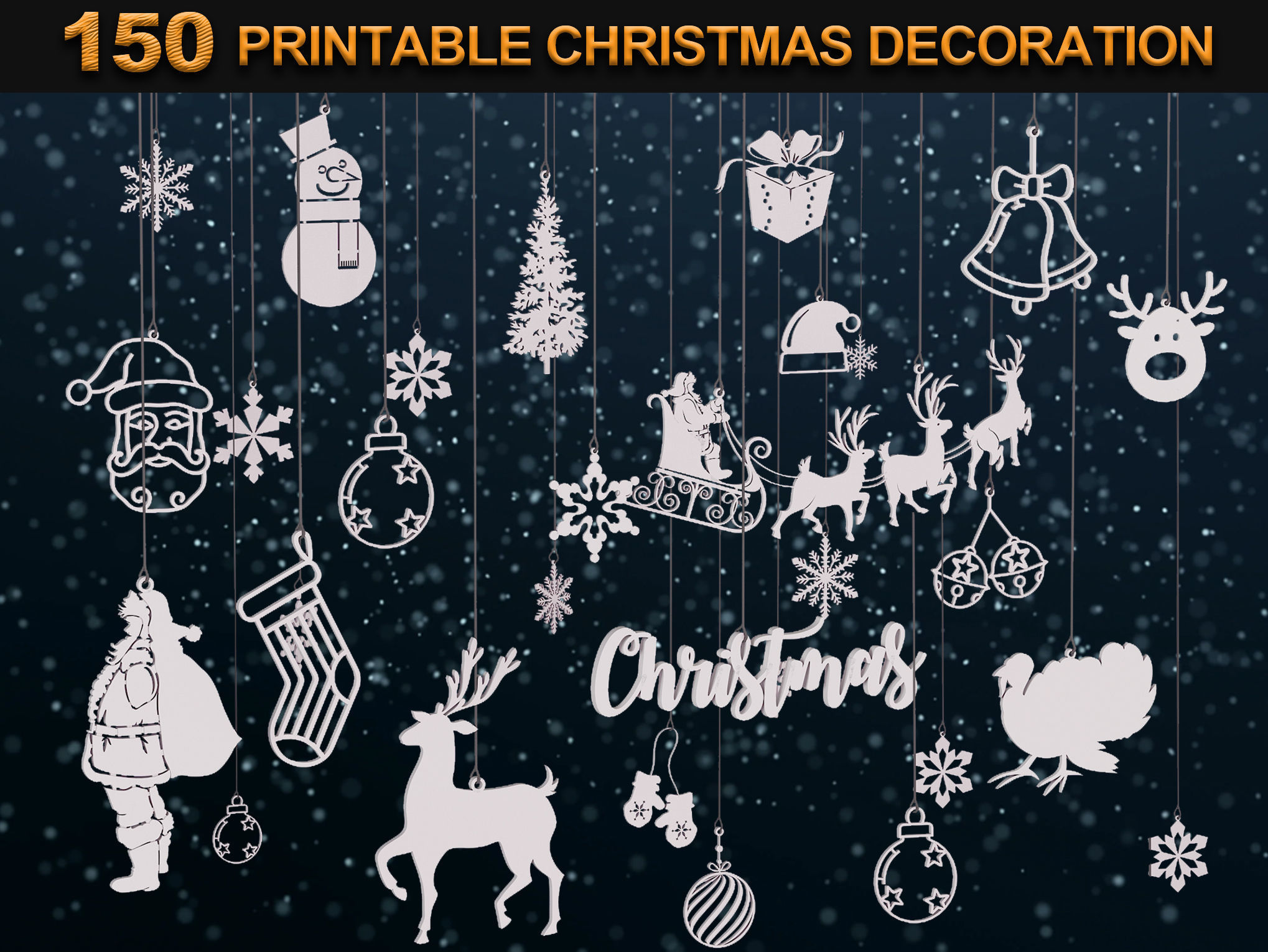 150 Printable Christmas Decoration 3D model 3D printable | CGTrader
