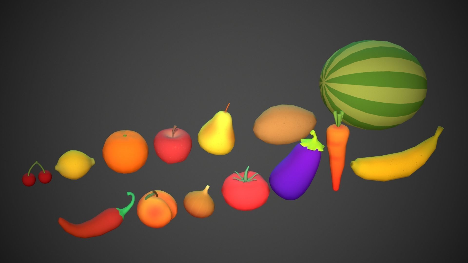 3D model Fruits and Vegetables Cartoony Assets VR / AR / low-poly ...
