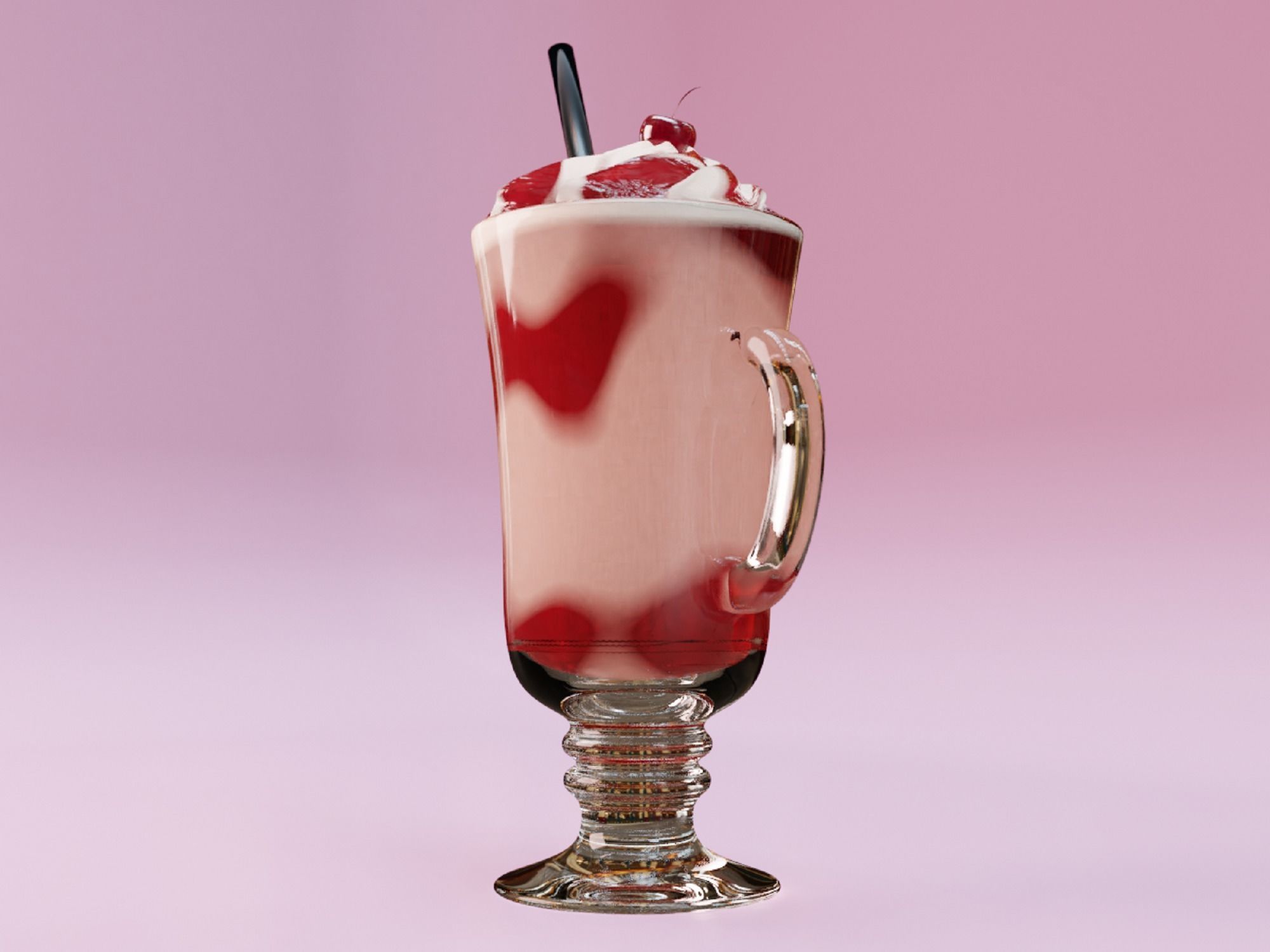Classic Strawberry Milkshake with Chantilly and Cherry 3D model | CGTrader