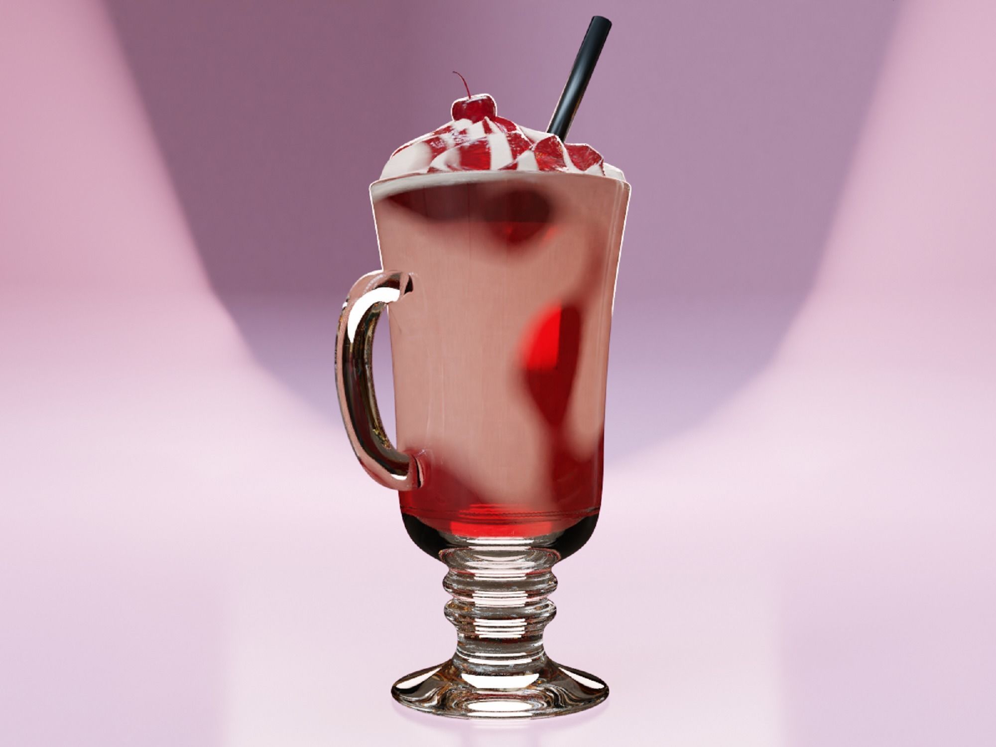 Classic Strawberry Milkshake with Chantilly and Cherry 3D model | CGTrader
