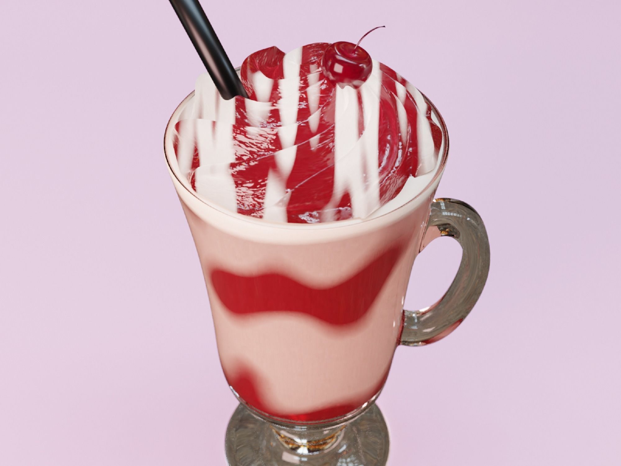 Classic Strawberry Milkshake with Chantilly and Cherry 3D model | CGTrader