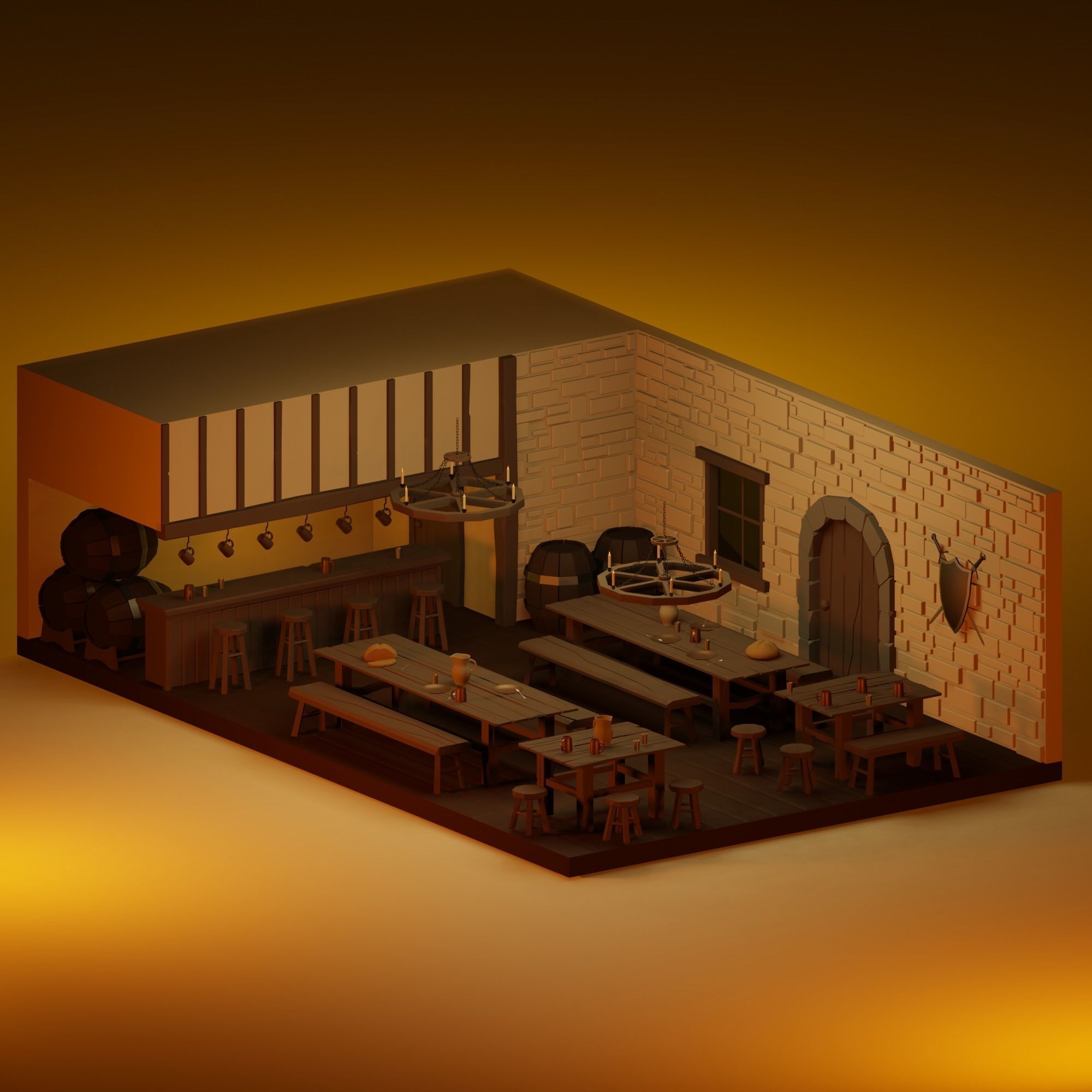 3D model Tavern medieval VR / AR / low-poly | CGTrader