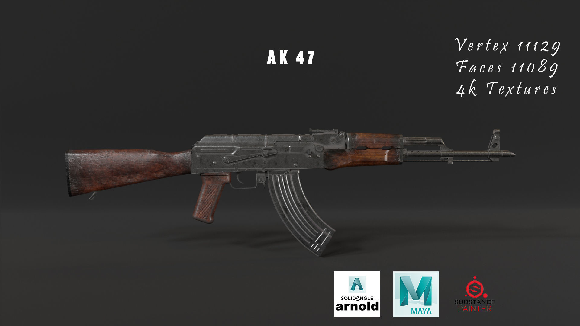 AKM 47 Mid poly 3D model 3D model | CGTrader