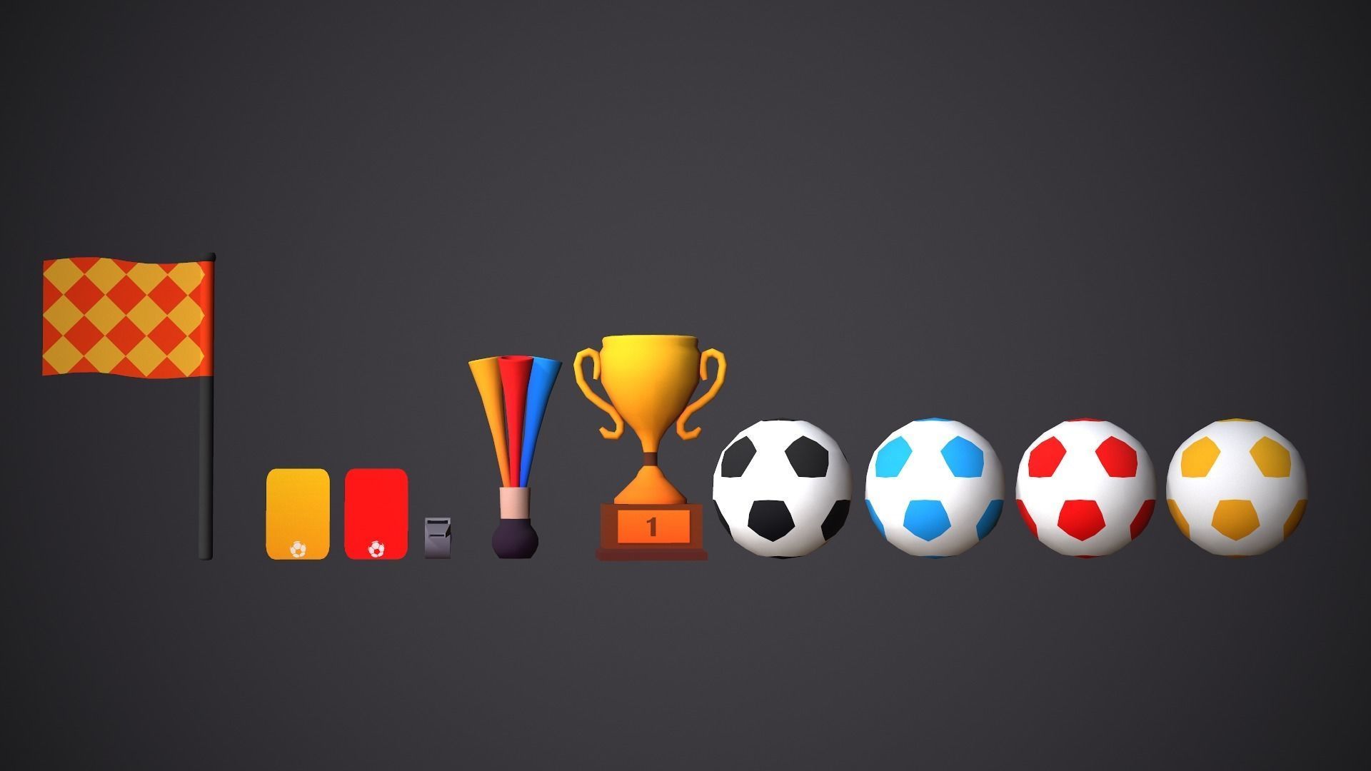 3D model Soccer Assets Cartoony Football Props VR / AR / low-poly ...