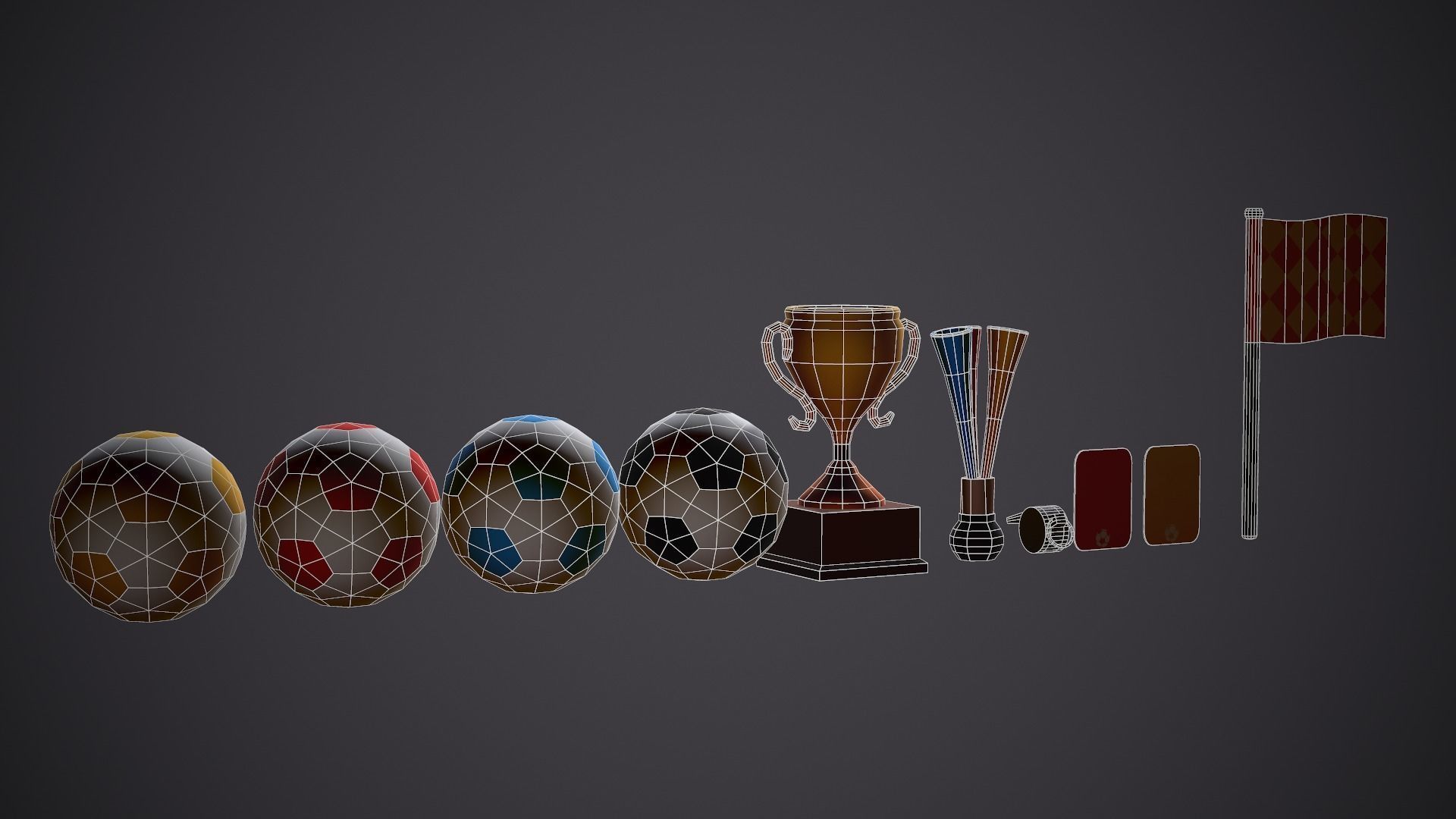 3D model Soccer Assets Cartoony Football Props VR / AR / low-poly ...