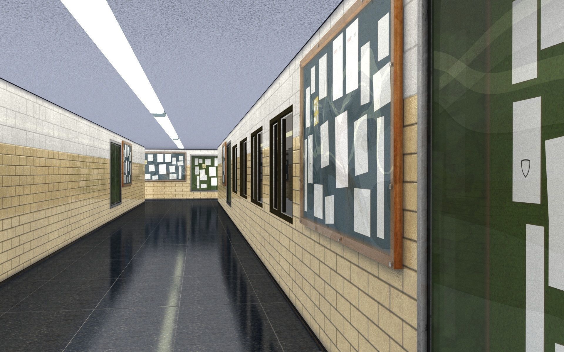 3D College Hallway | CGTrader