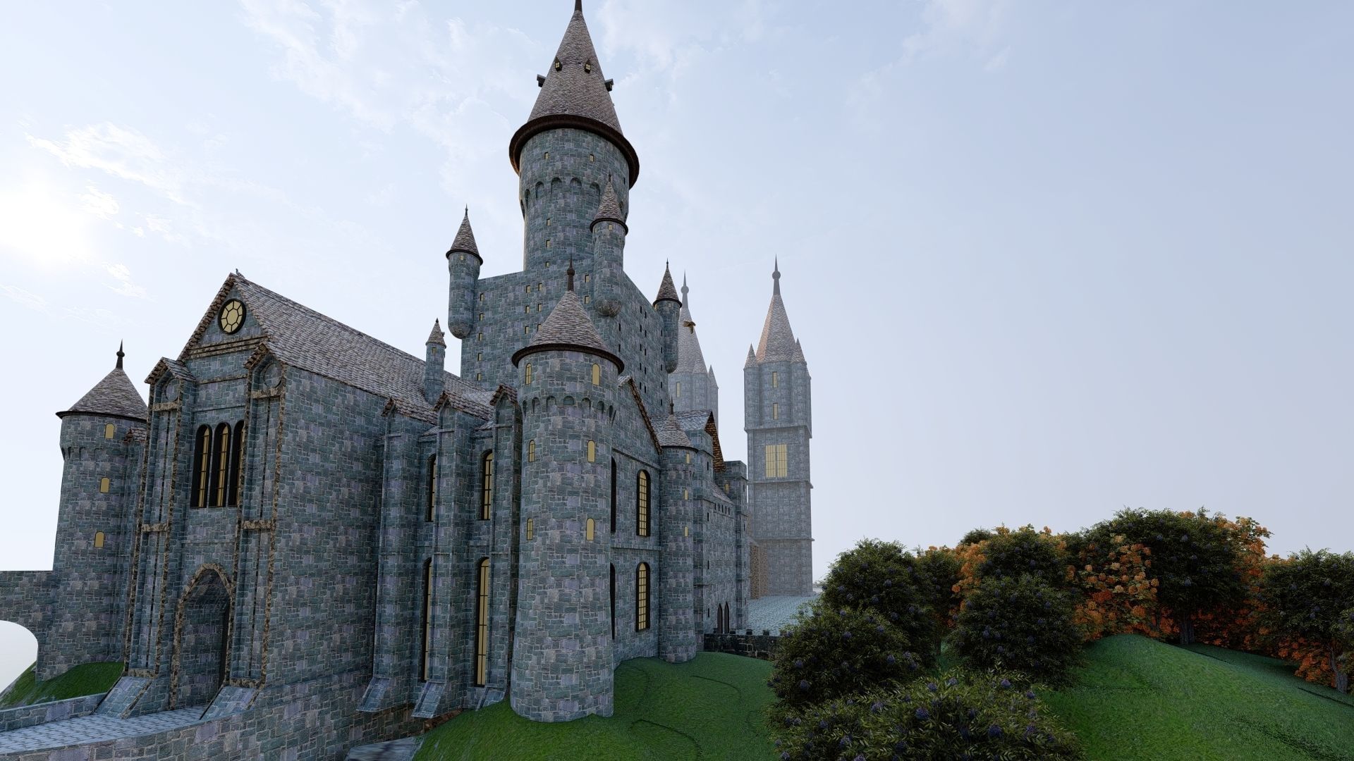 hogwarts 3d model castle in minecraft 3D model | CGTrader