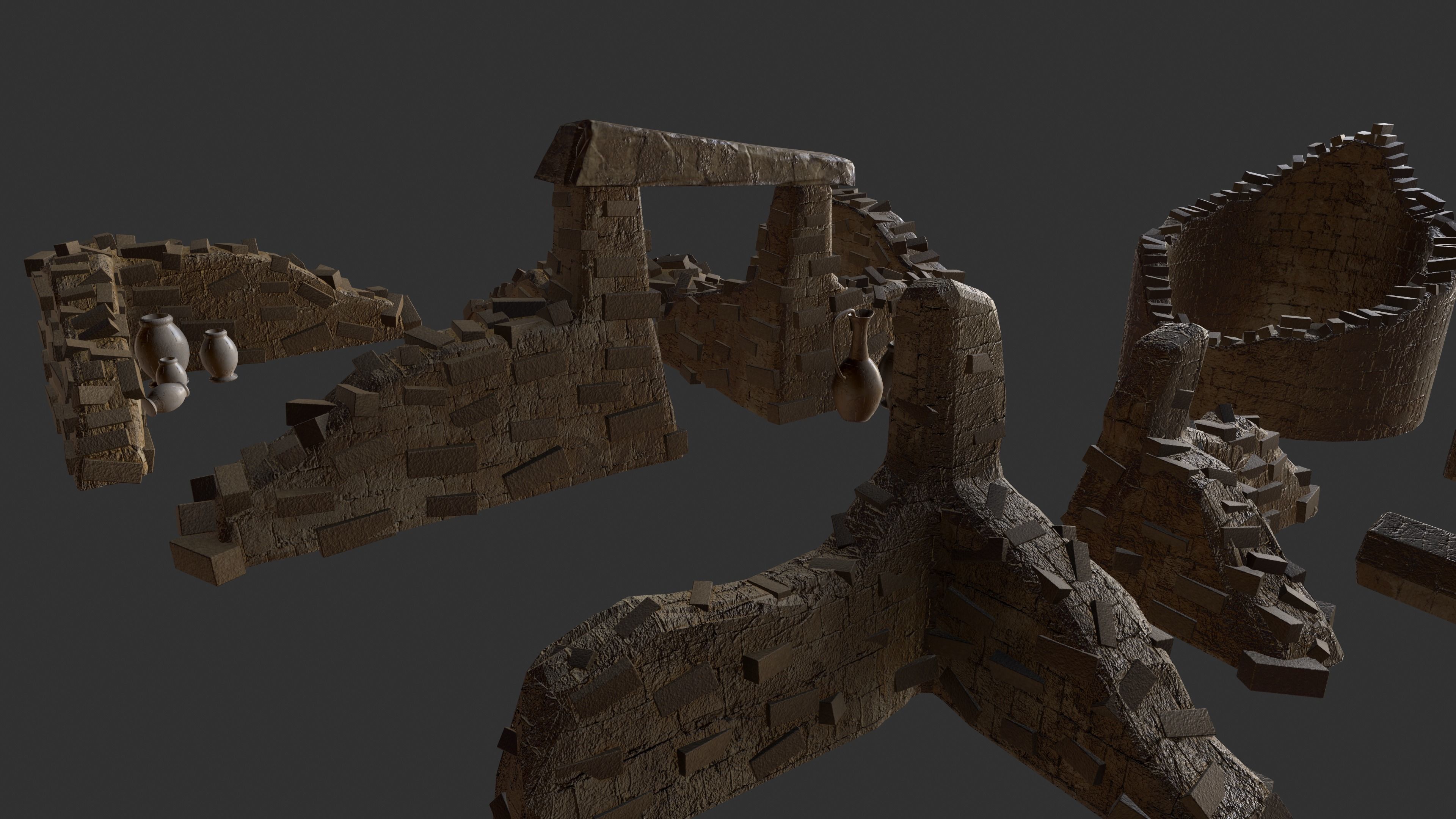 3D model Asset of jungle and desert 3D ruins VR / AR / low-poly | CGTrader