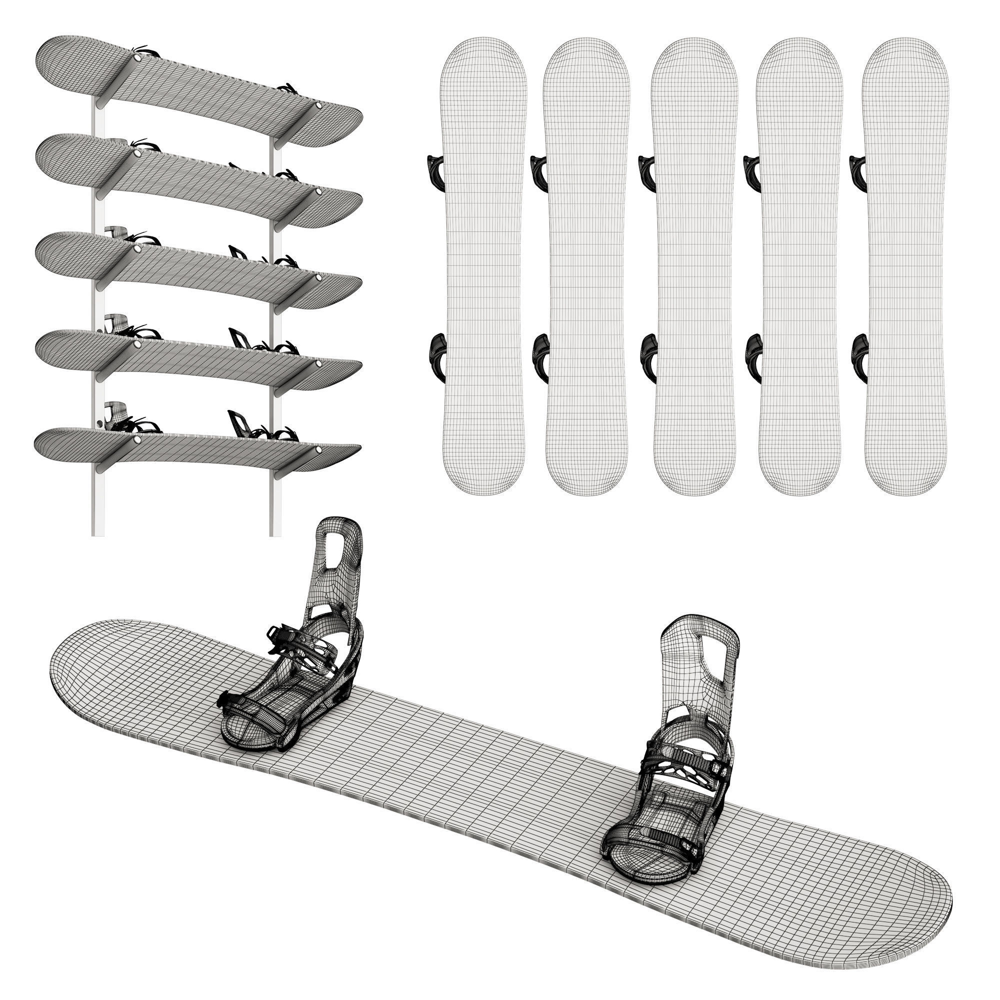 Snowboards snowboard rack with multiple 3D model | CGTrader