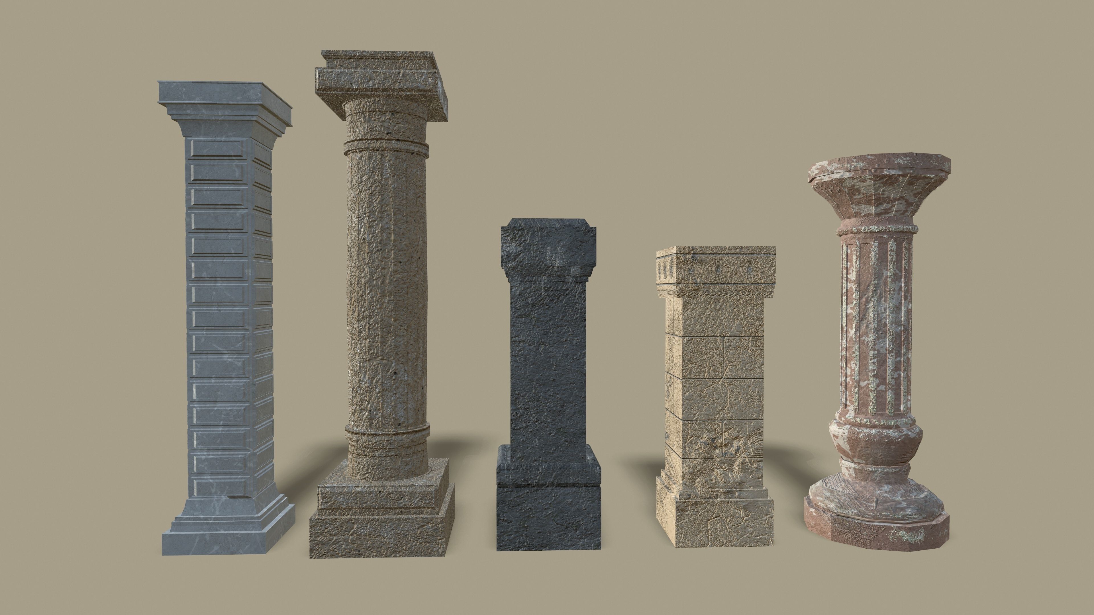 3D model set of old columns and pillars VR / AR / low-poly | CGTrader