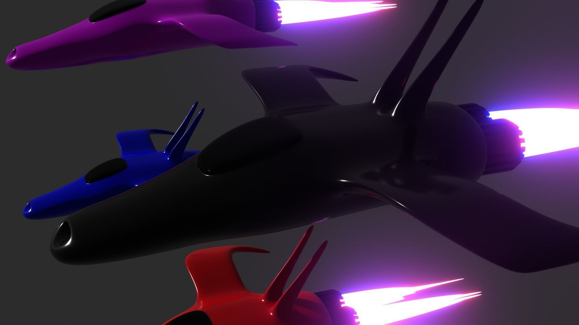 Low Poly Starship Fighter 6 Pack 3D model | CGTrader