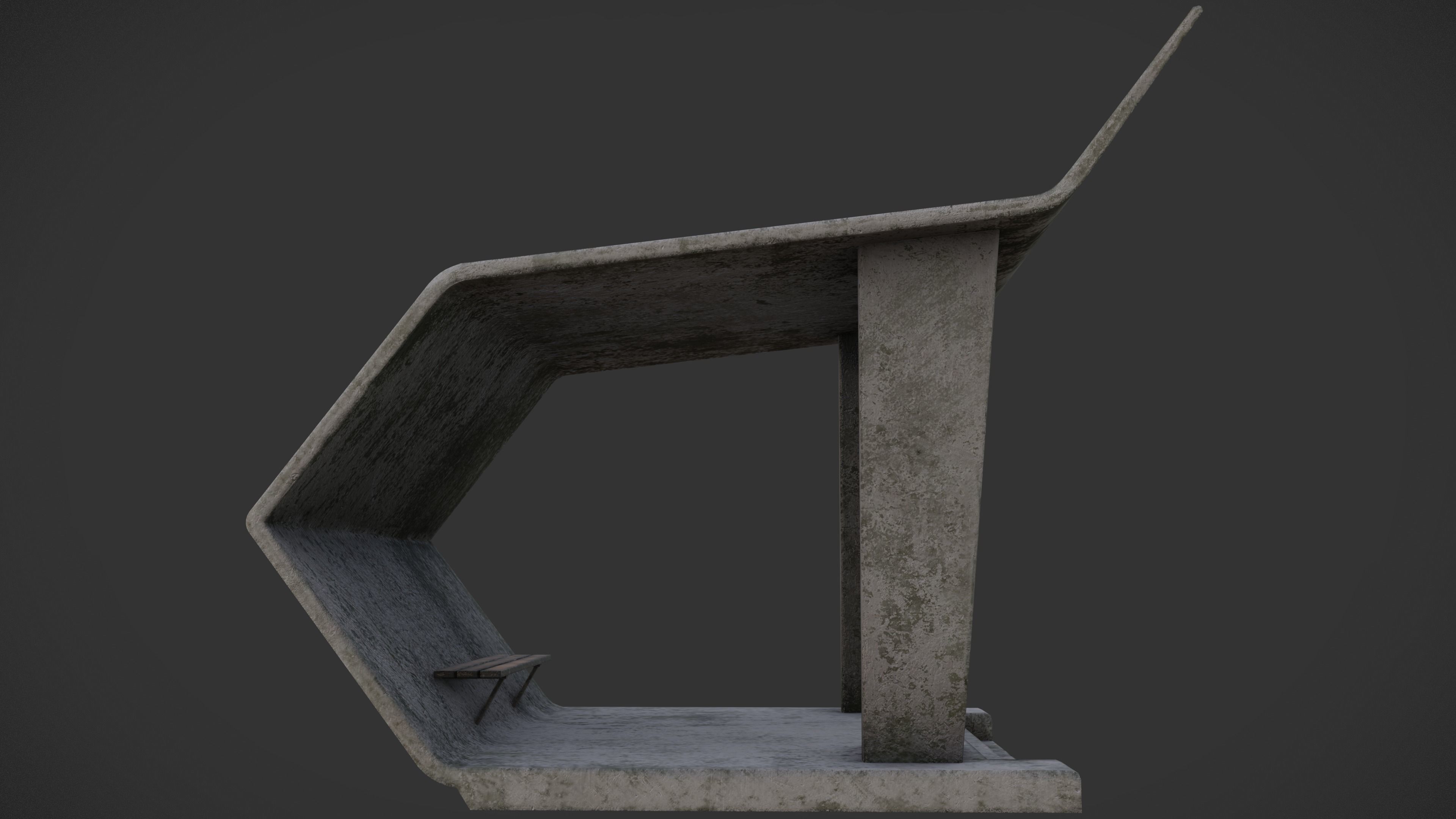 3D model Soviet Concrete Bus Stop VR / AR / low-poly | CGTrader