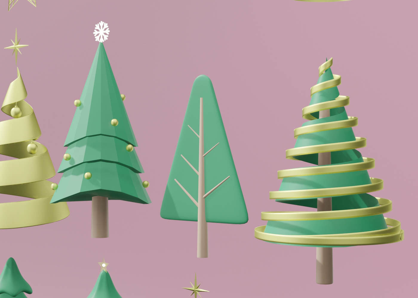 3d set of Christmas tree and Ornament 3D model | CGTrader