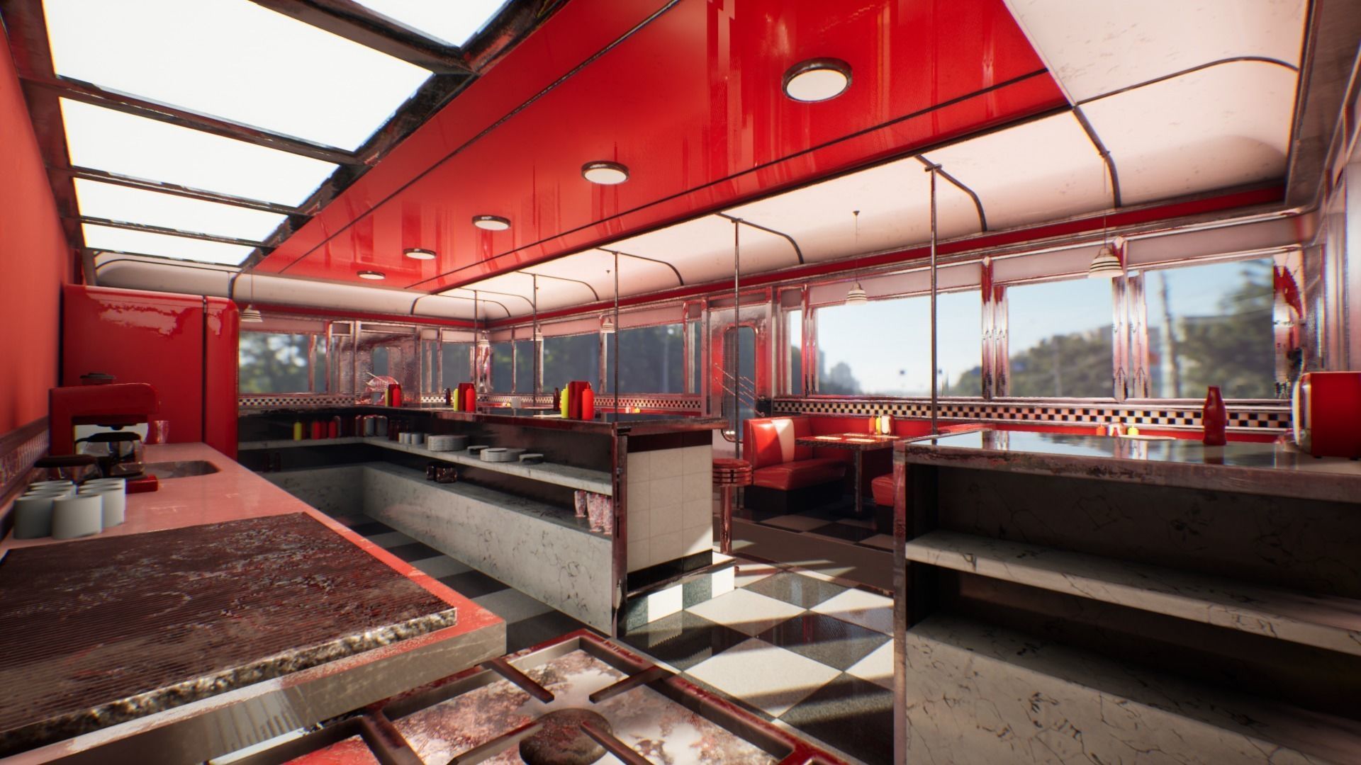 3D model Modular Vintage American Diner Asset Pack UE4 UE5 Blender FBX ...