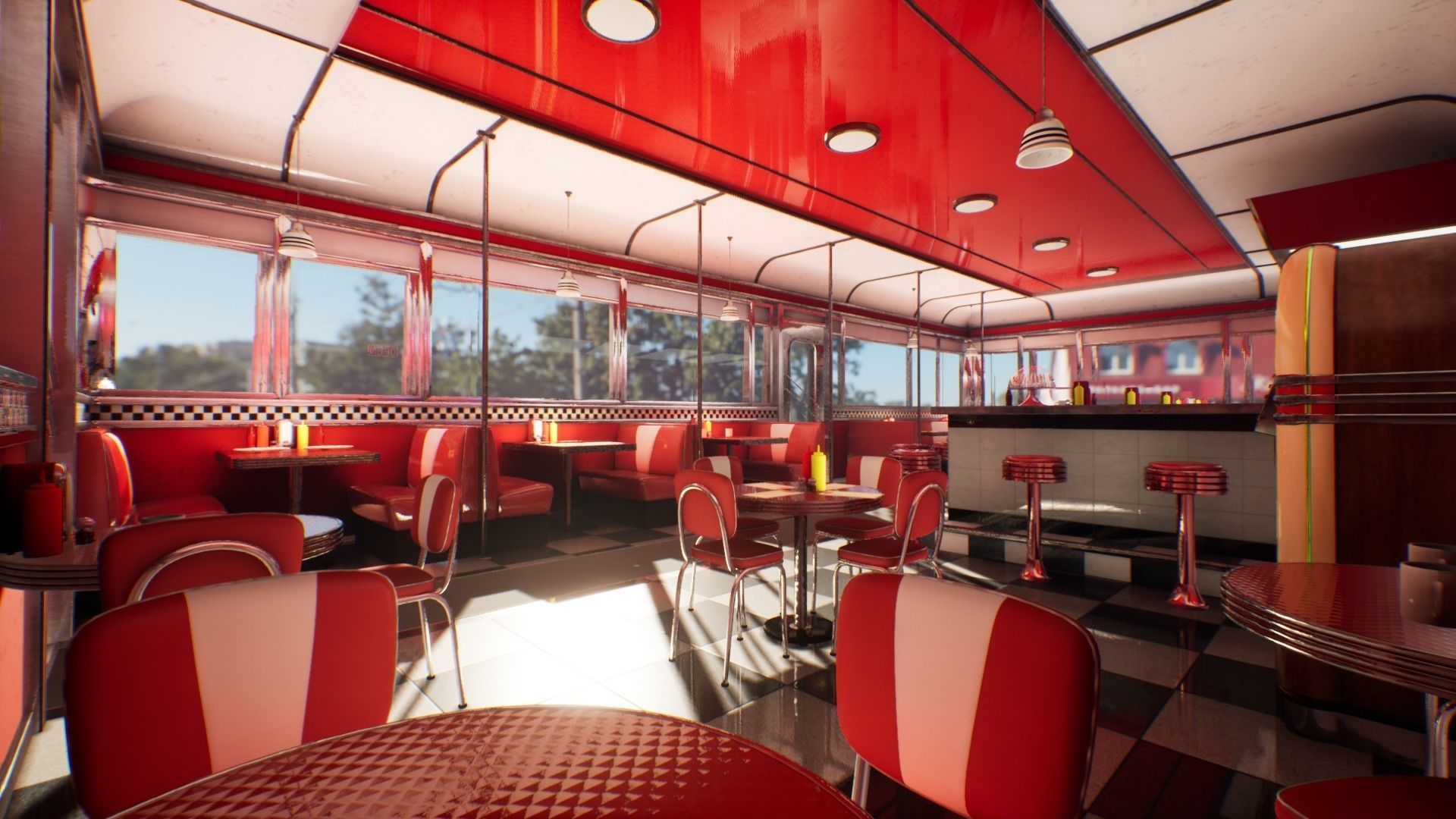 3D model Modular Vintage American Diner Asset Pack UE4 UE5 Blender FBX ...