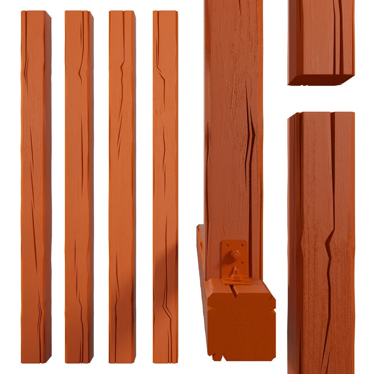 Wooden beams 3D model | CGTrader