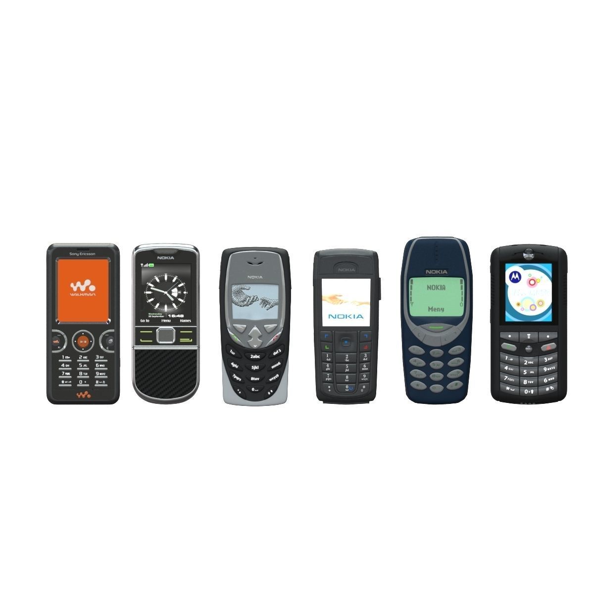 Classic cellphones set 01 3D model | CGTrader