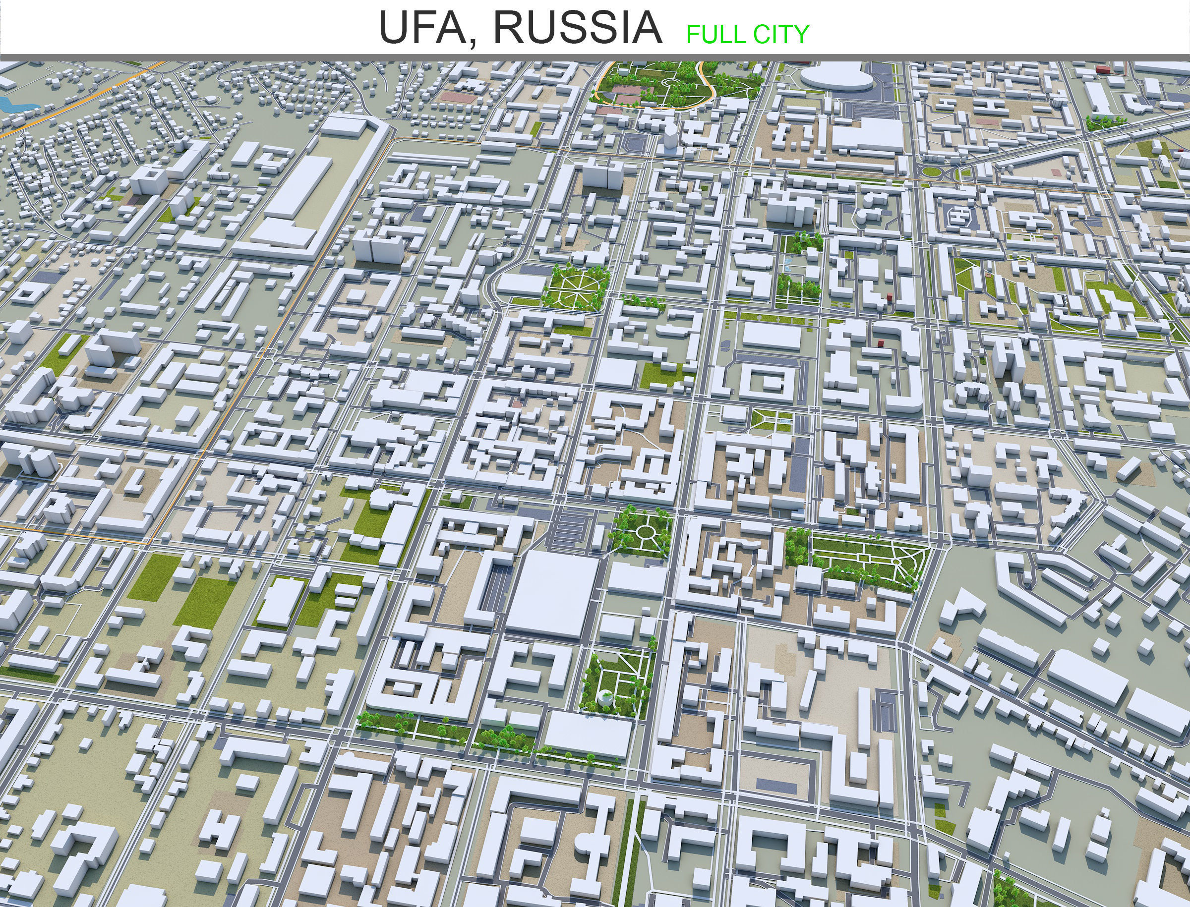 3D model UFA Russia 90km VR / AR / low-poly | CGTrader