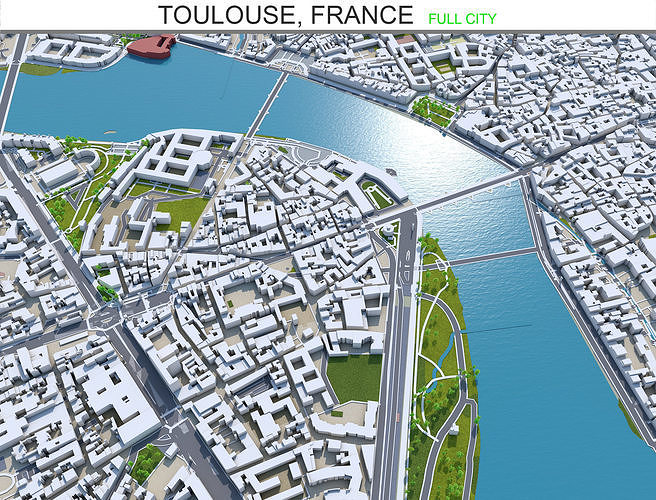 3D model Toulouse France 30km VR / AR / low-poly | CGTrader