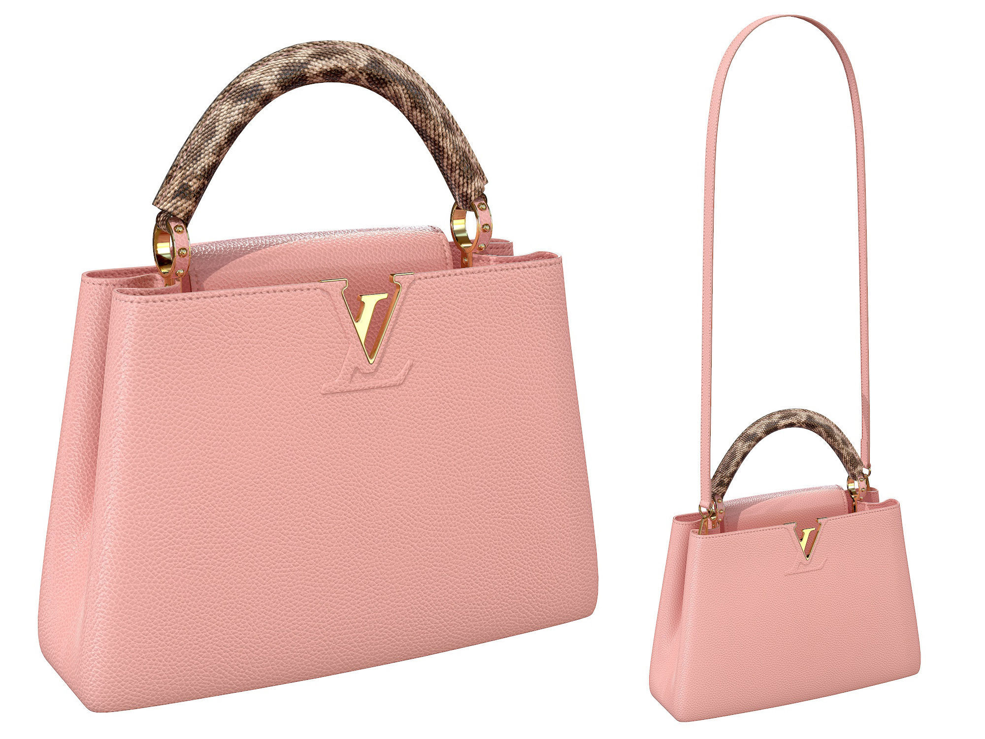 Louis Vuitton bag Capucines Pink Snake Leather 3D model | CGTrader
