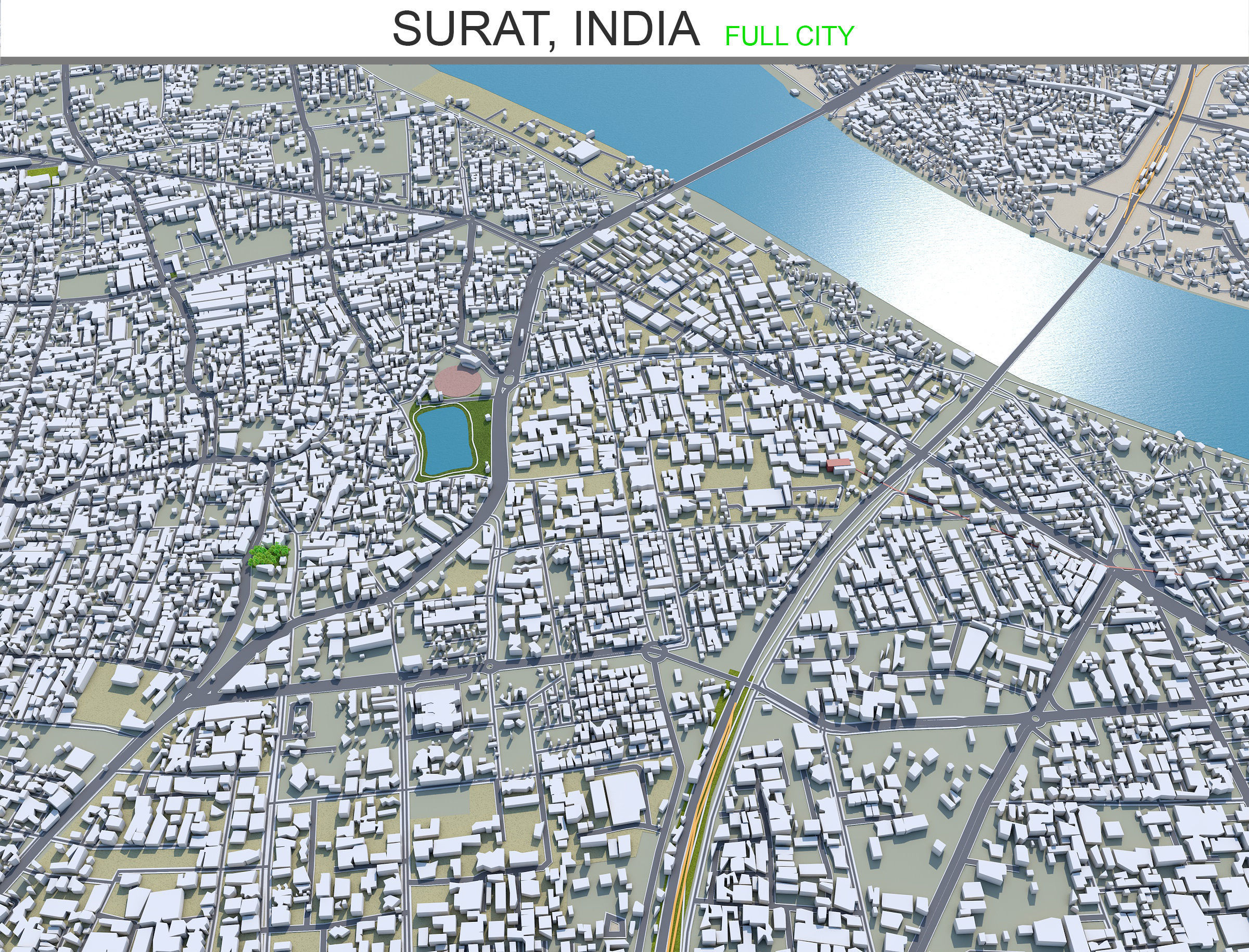 3D model Surat India 40km VR / AR / low-poly | CGTrader