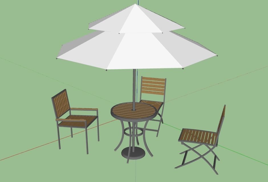 The parasol table and chairs with umbrella free 3D model | CGTrader