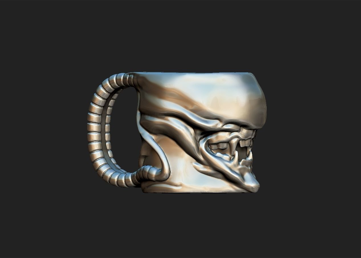 Alien Xenomorph head cup mug model 3D model 3D printable | CGTrader