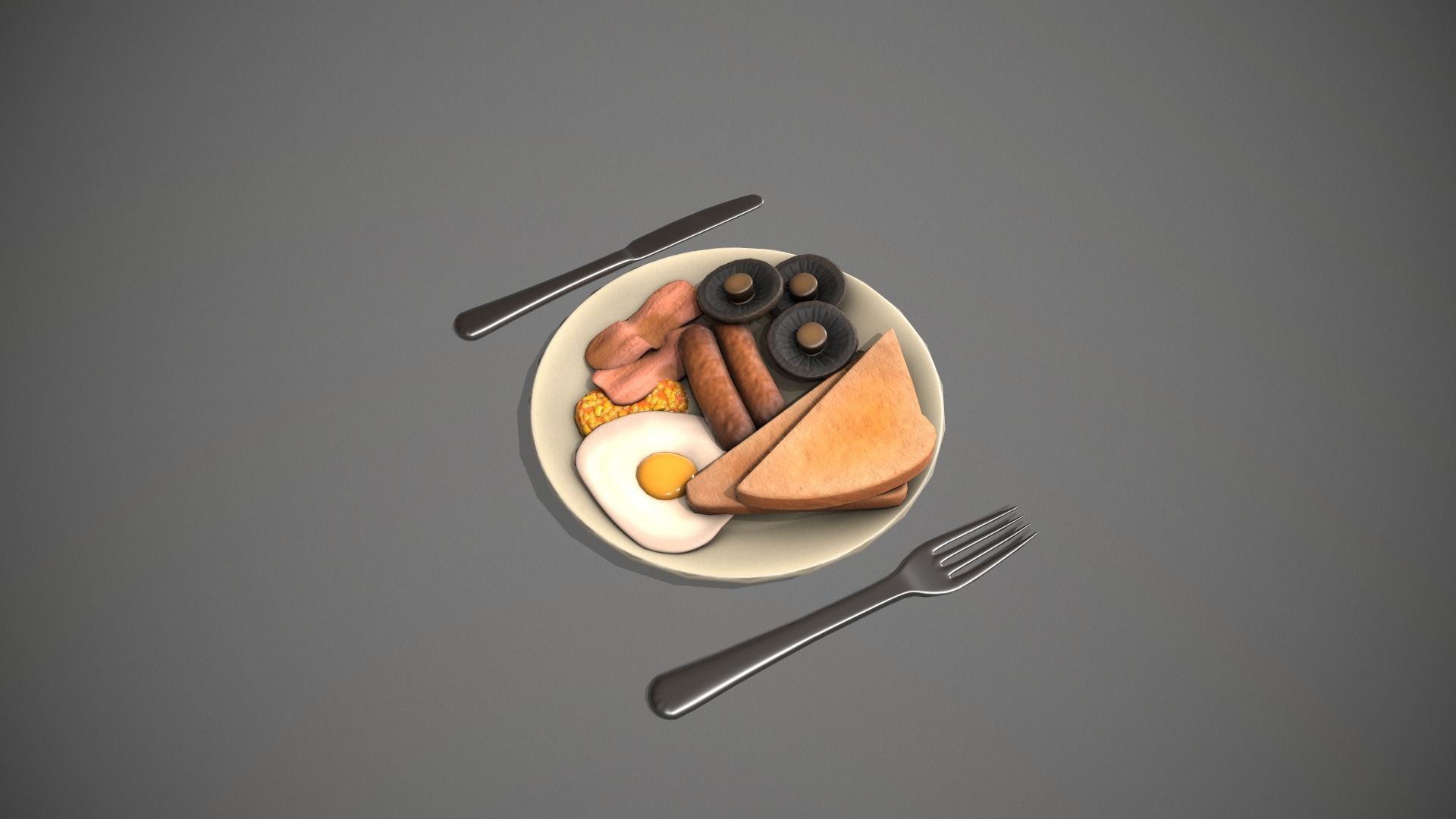 3D model Stylized Full English Breakfast VR / AR / low-poly | CGTrader
