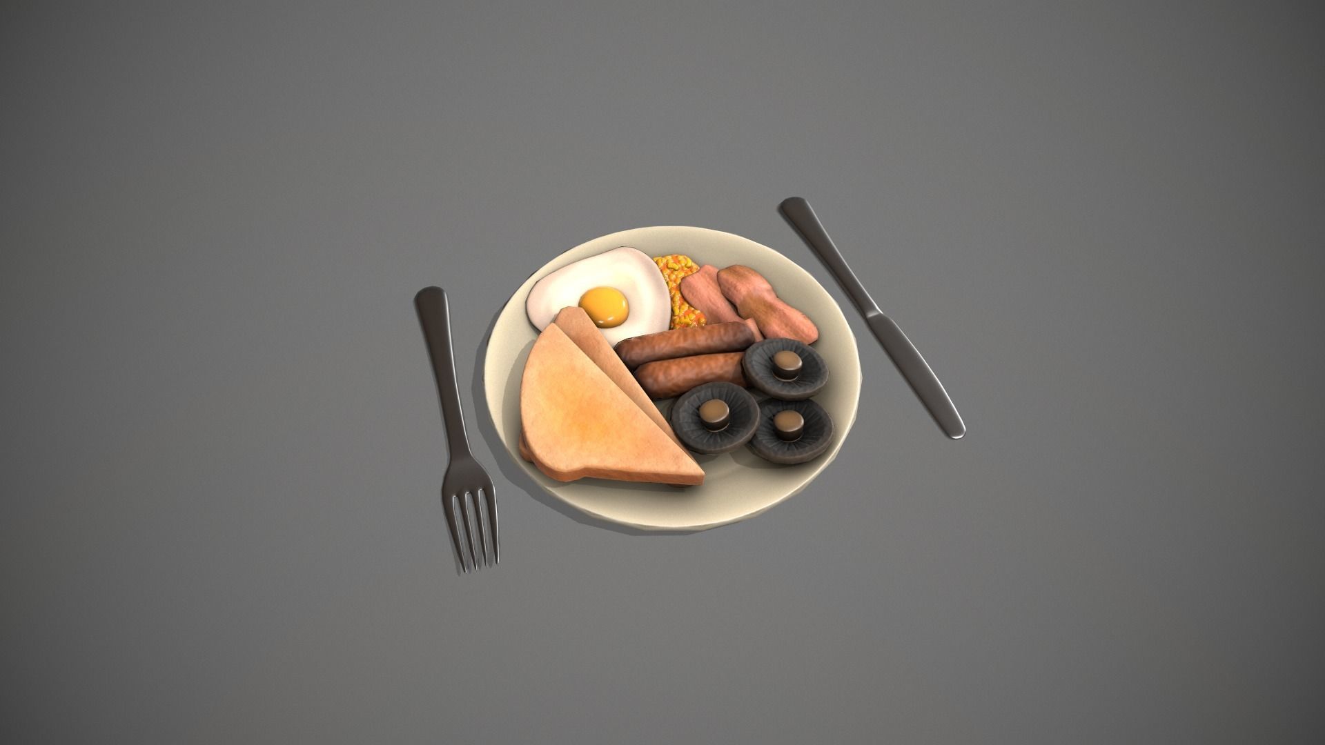 3D model Stylized Full English Breakfast VR / AR / low-poly | CGTrader