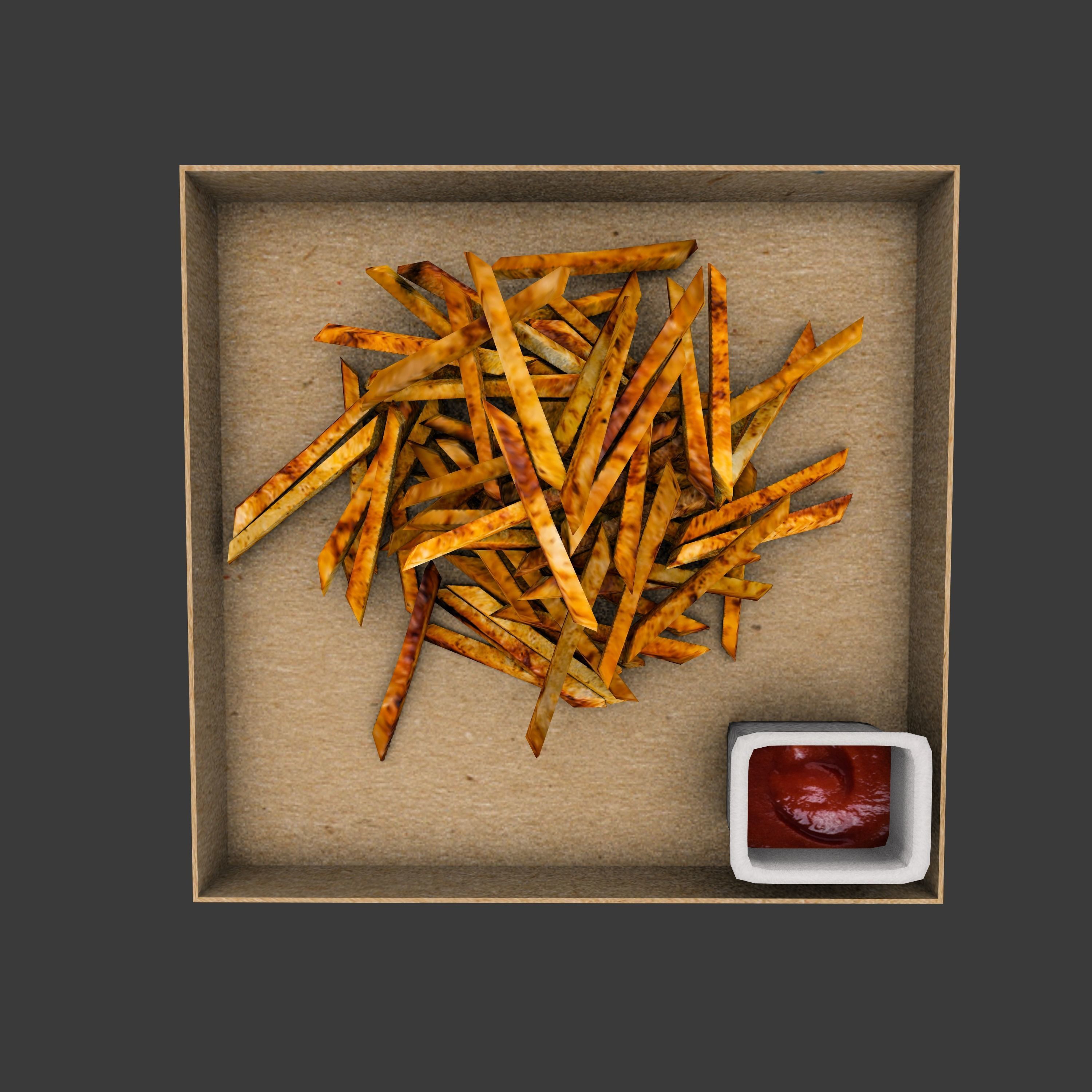 3D model Fries box mesh VR / AR / low-poly | CGTrader