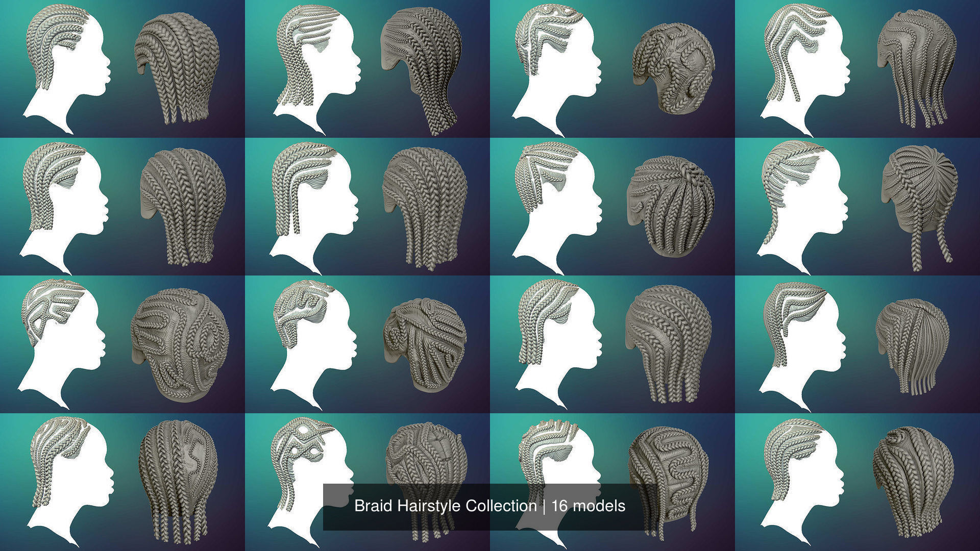 Braid Hairstyle Collection 3D printable | CGTrader