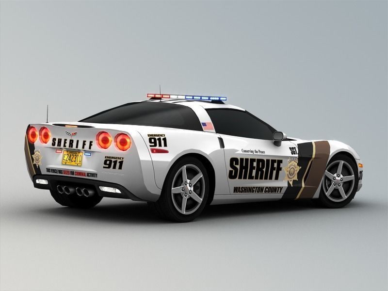 3D model Chevrolet Corvette C6 Police Car VR / AR / low-poly rigged ...