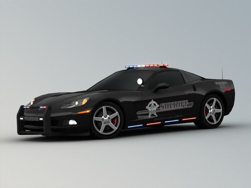 3D model Chevrolet Corvette C6 Police Car VR / AR / low-poly rigged ...