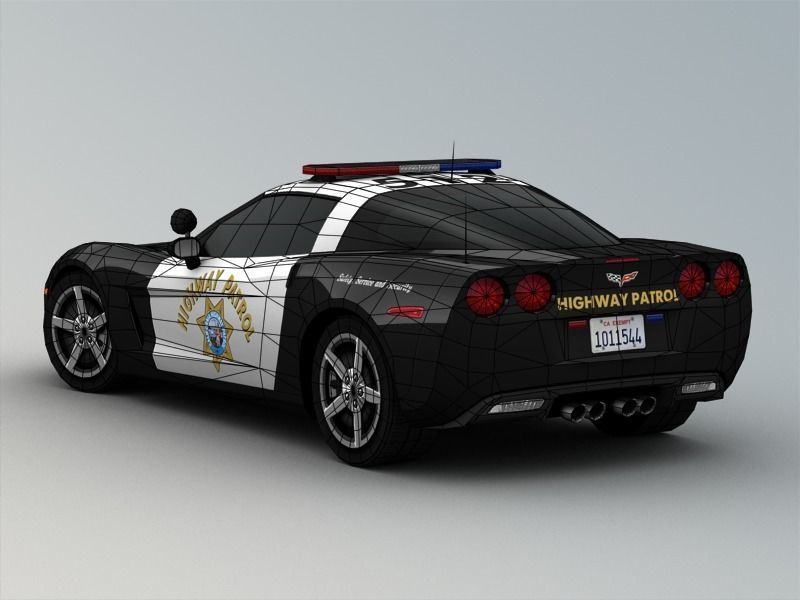 3D model Chevrolet Corvette C6 Police Car VR / AR / low-poly rigged ...