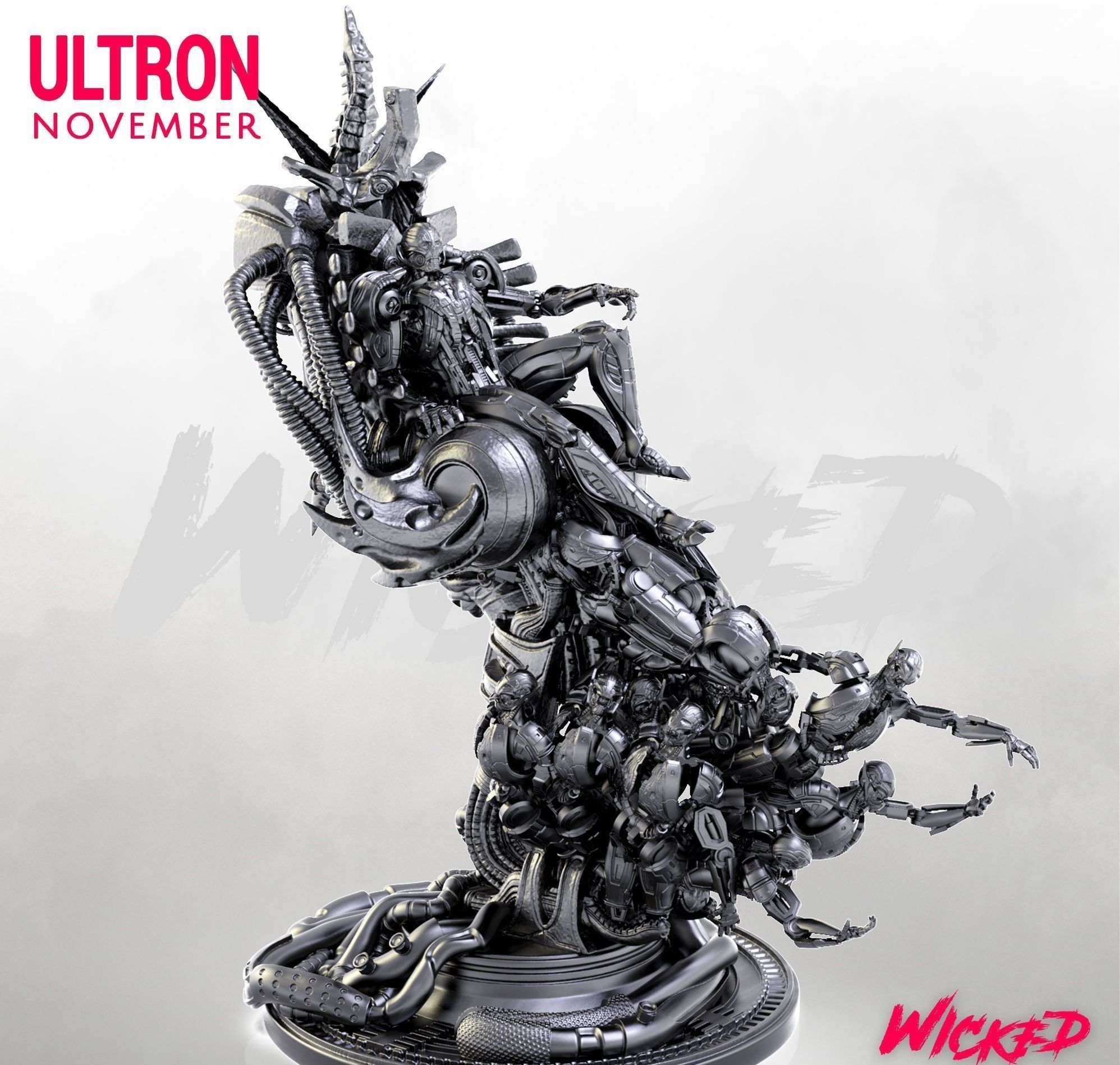 Wicked Marvel Ultron Sculpture STLs ready for printing free 3D model 3D ...