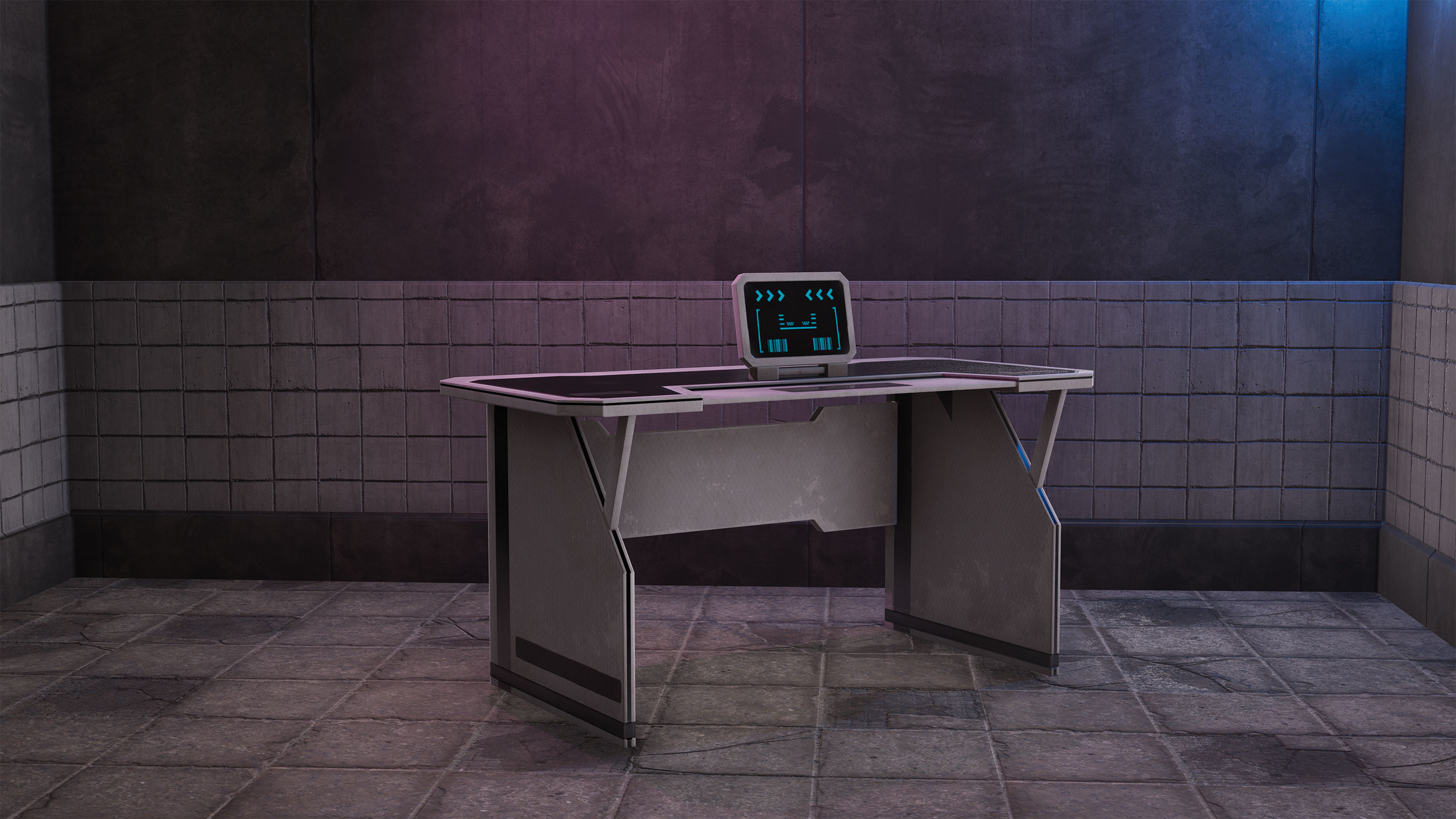 3D model Cyberpunk Laundry Room Table Game-Ready VR / AR / low-poly ...