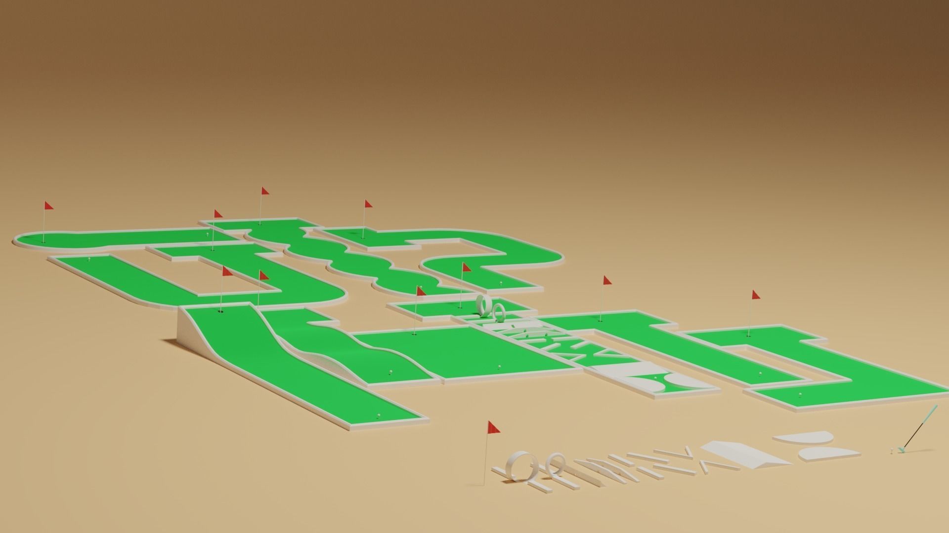 3D model Mini Golf Course Collection VR / AR / low-poly | CGTrader