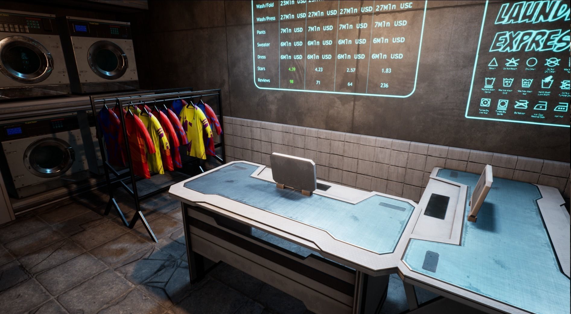 3D model Cyberpunk Laundry Room Props Interior Game-Ready VR / AR / low ...