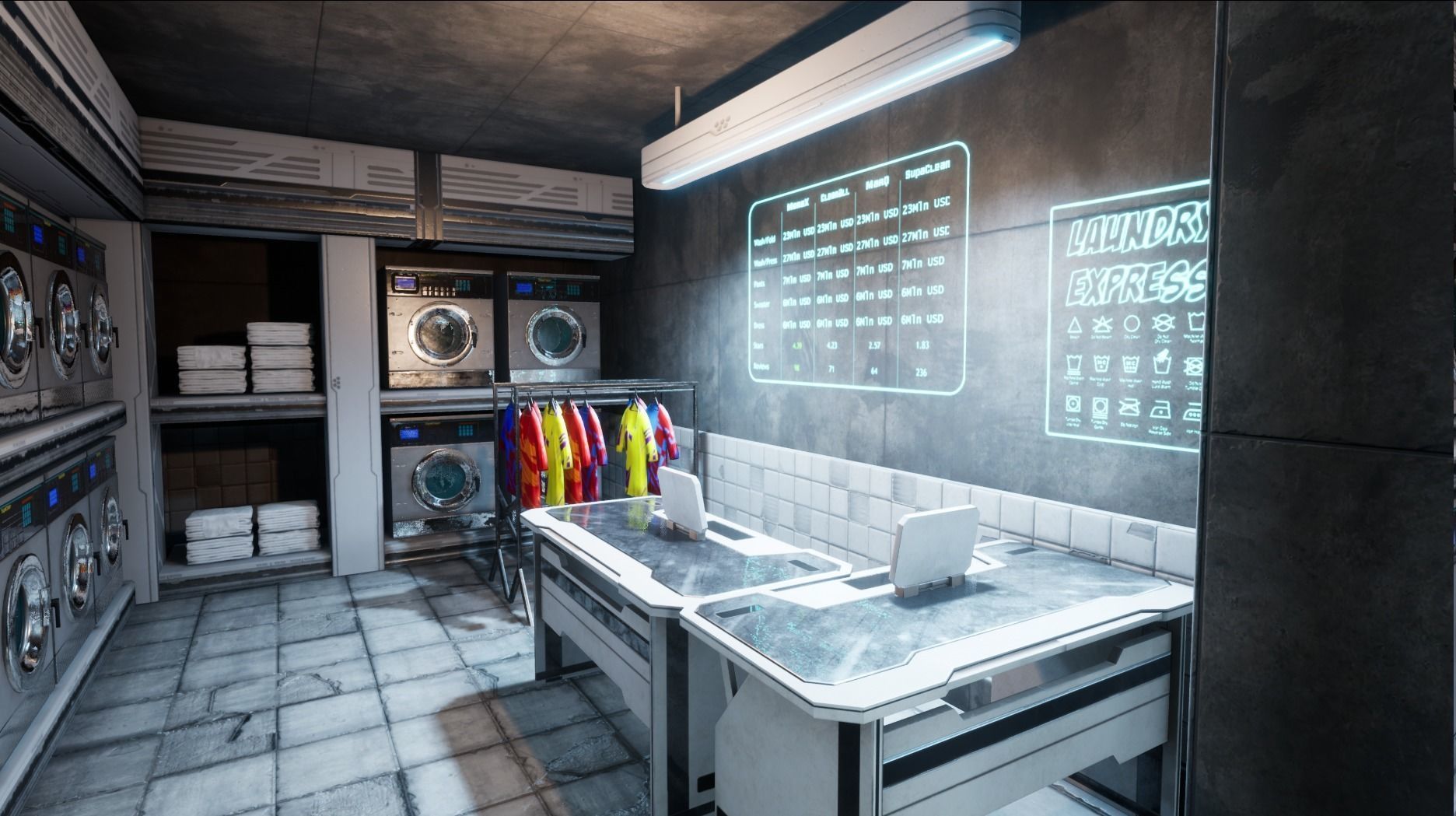 3D model Cyberpunk Laundry Room Props Interior Game-Ready VR / AR / low ...