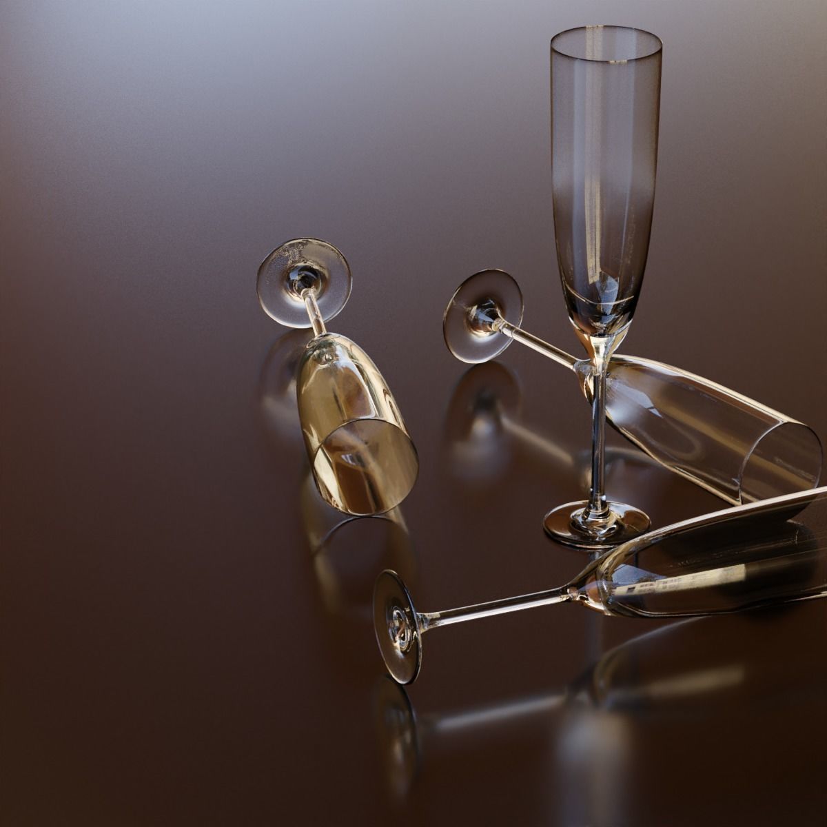 Subdivision surface has been used low poly champagne glass model free ...