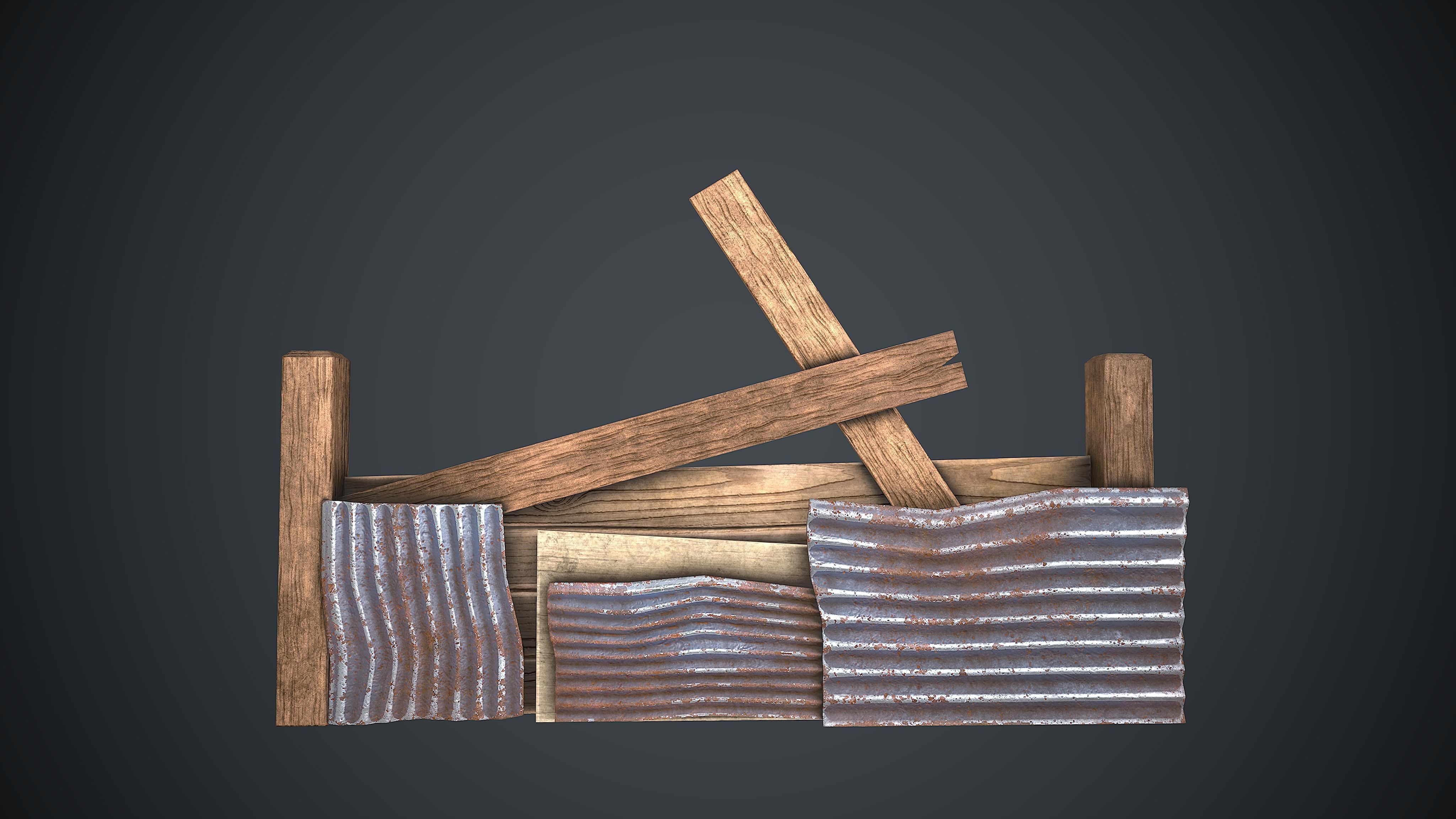 3D model Fence Wooden Slate Apocalyptic VR / AR / low-poly | CGTrader