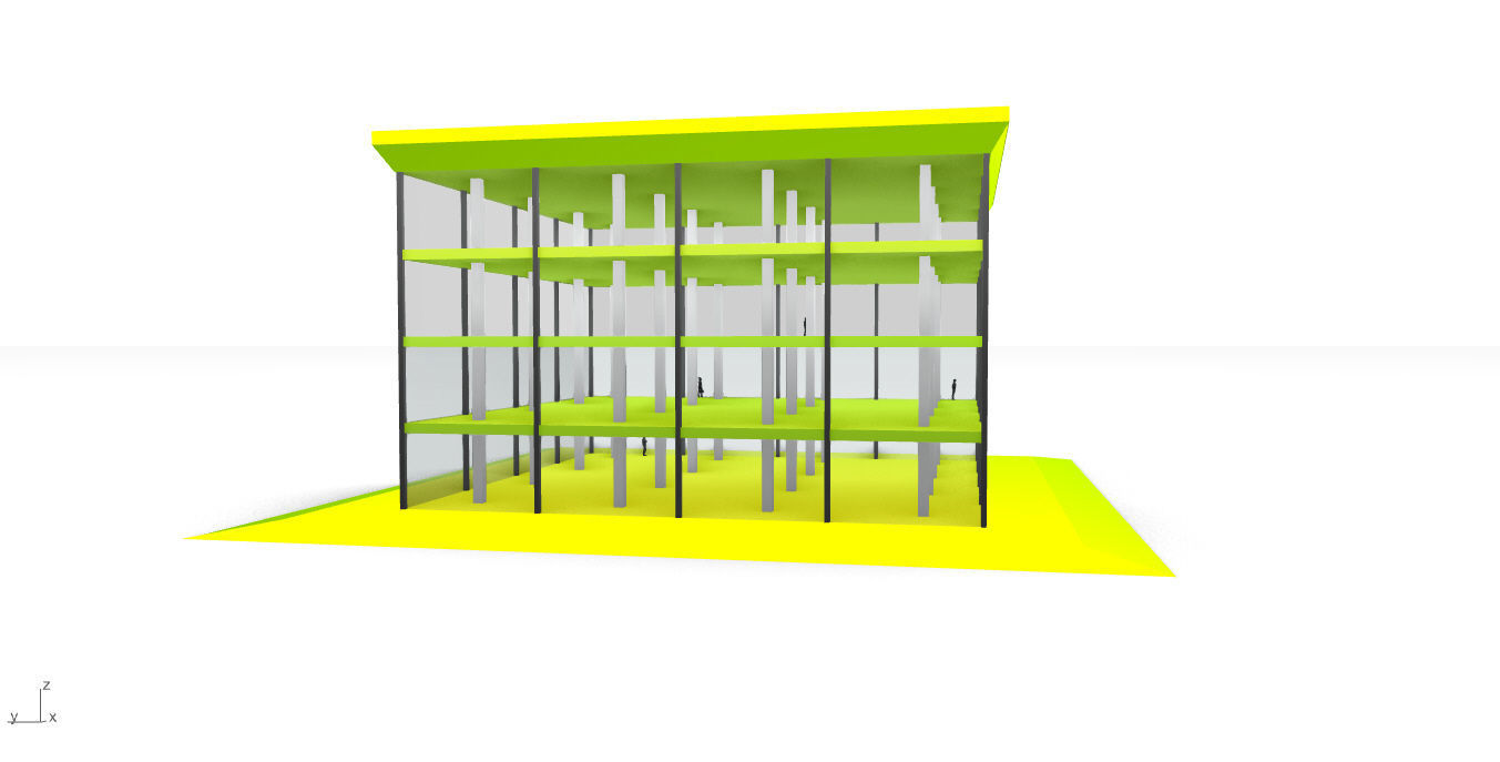 Architectural Building Structure with Columns Floors and facade 3D ...