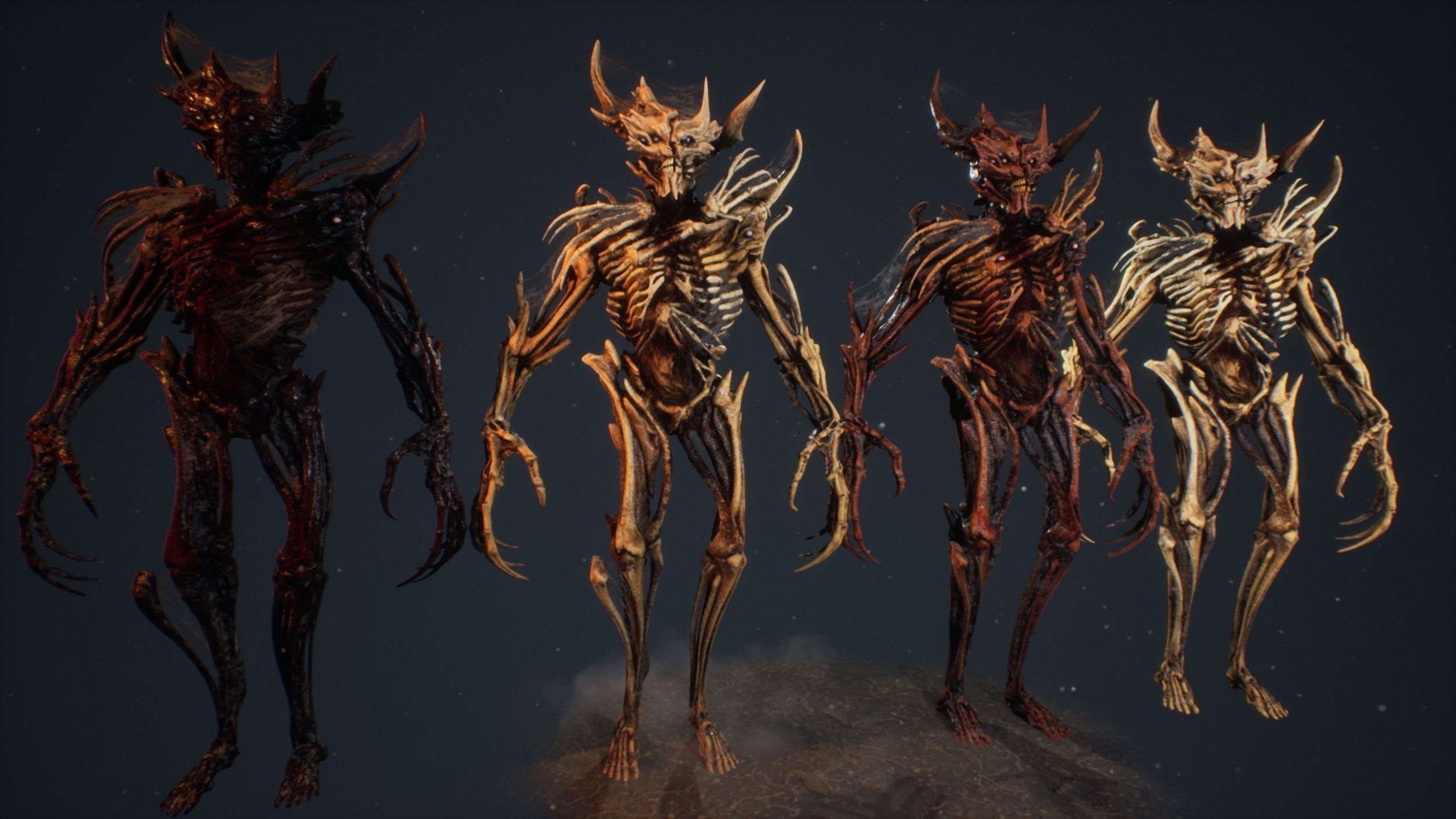 3D model Demon 7 skeleton bone creature VR / AR / low-poly rigged ...