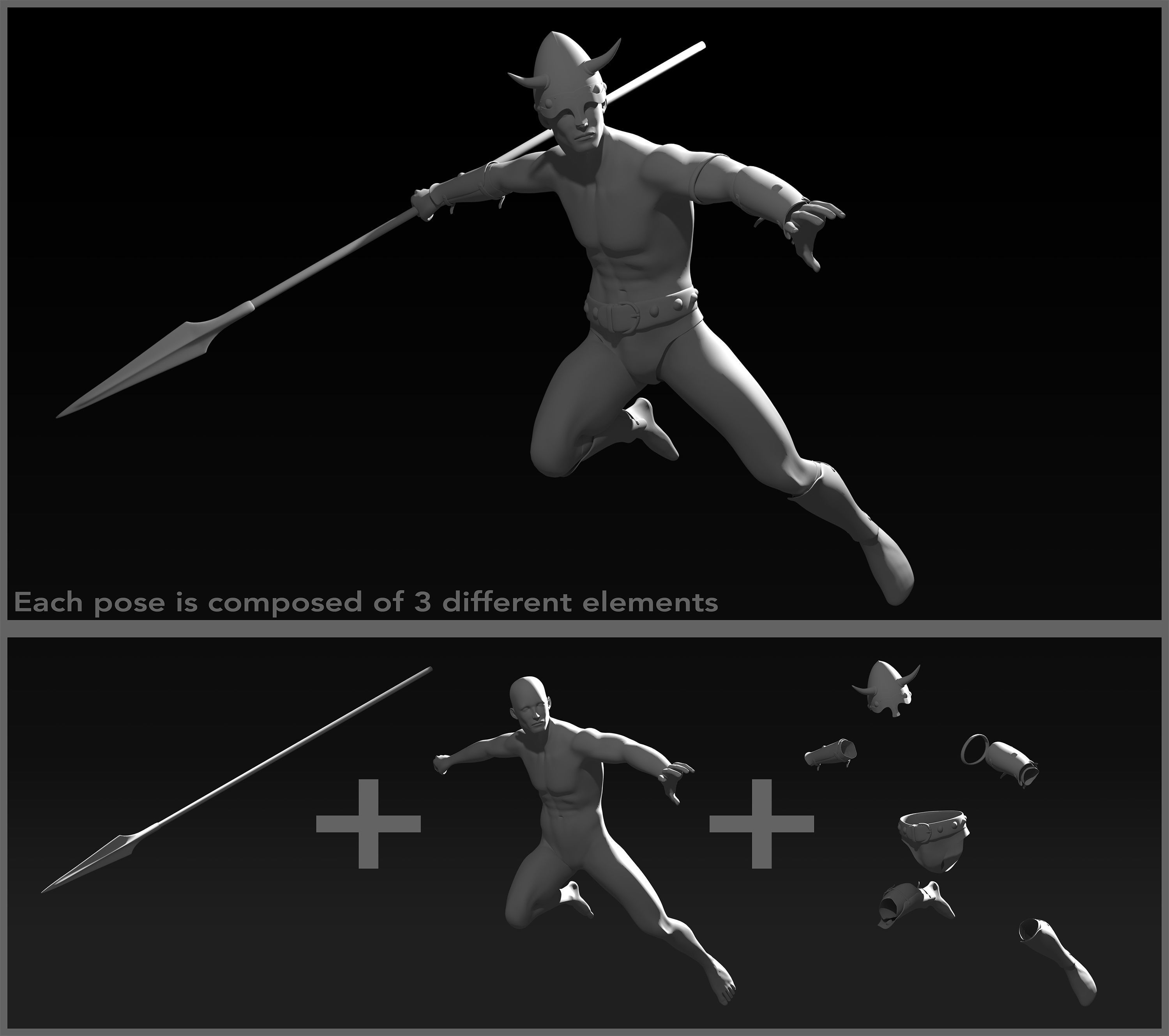3D Fighting Poses - In The Air - 3D Pack 3D model | CGTrader