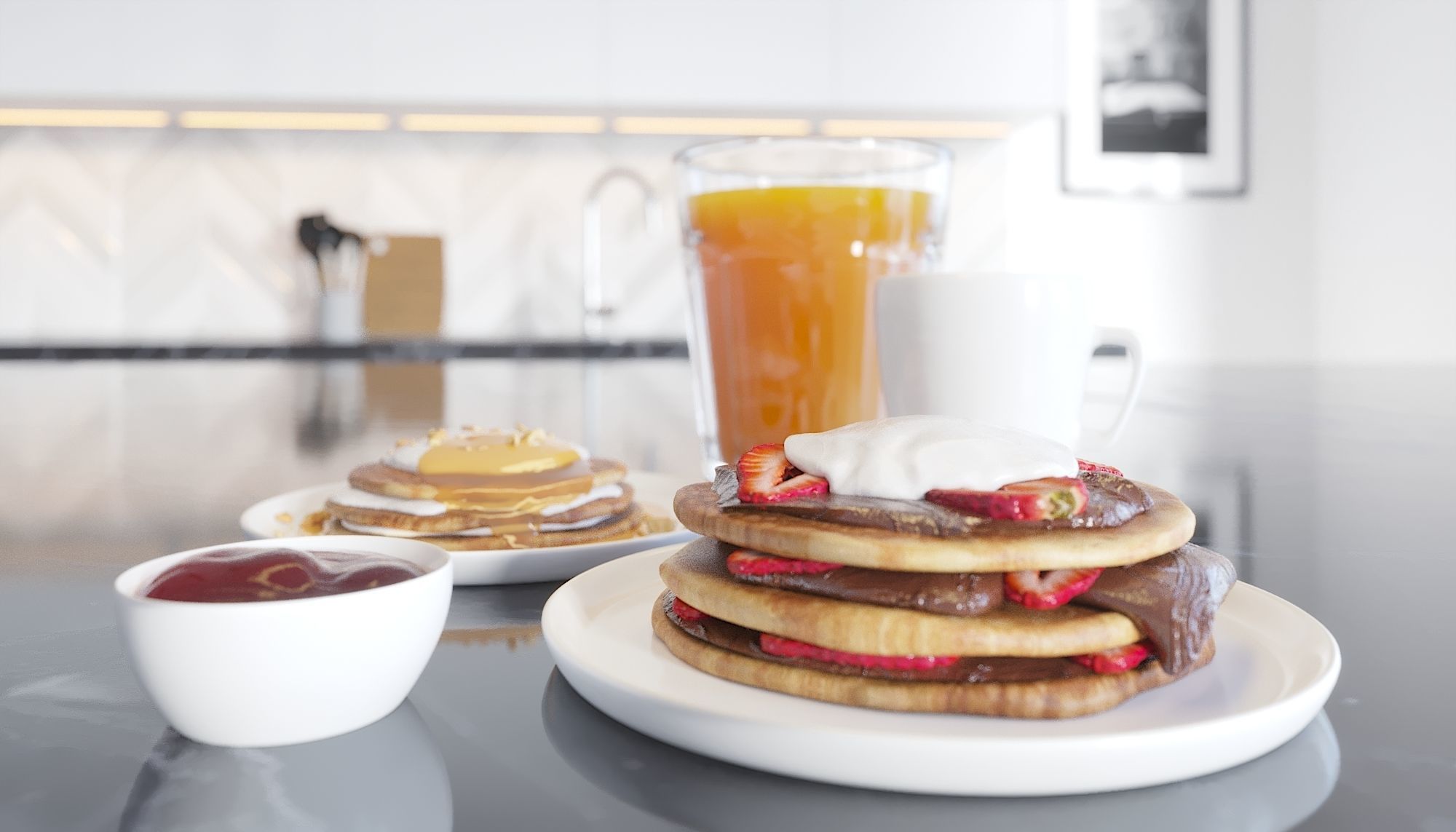 Breakfast Pancake Scene 3D model | CGTrader
