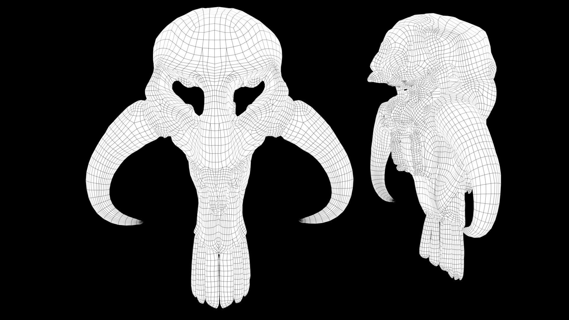 Mandalorian scull Mythosaur Skull low poly and hi poly model 3D model ...